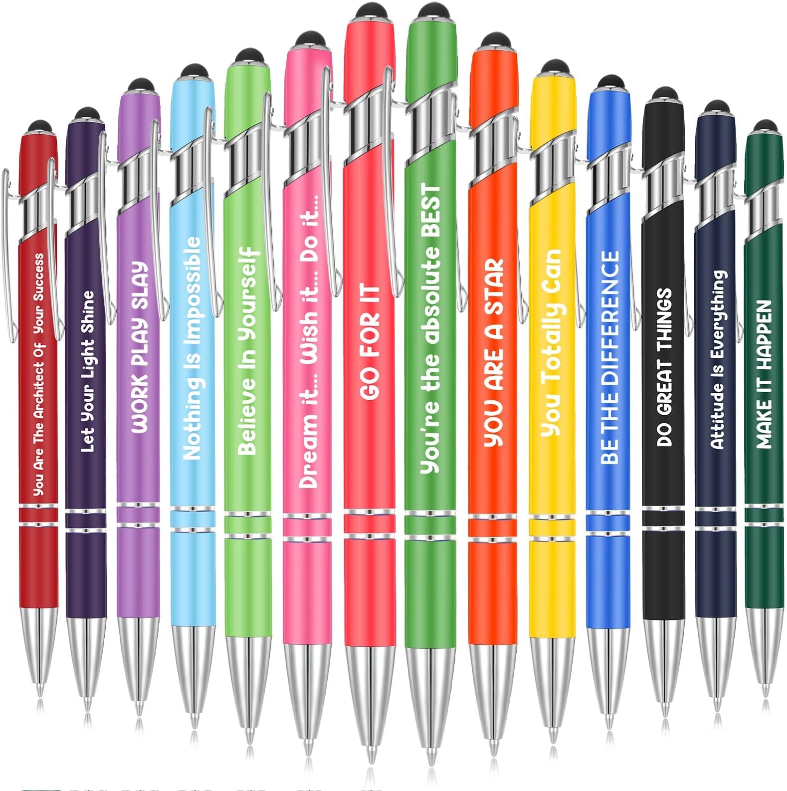 14 Pcs Motivational Quotes Pen Inspirational Ballpoint Pen with Stylus ...