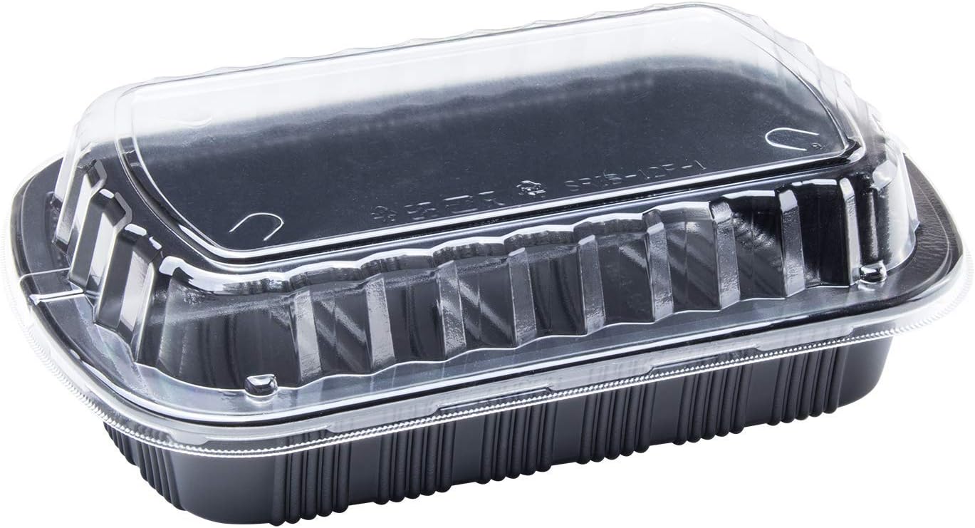 Amazon.com: Karat Half Slab Black PP Plastic Rib Container with Clear ...