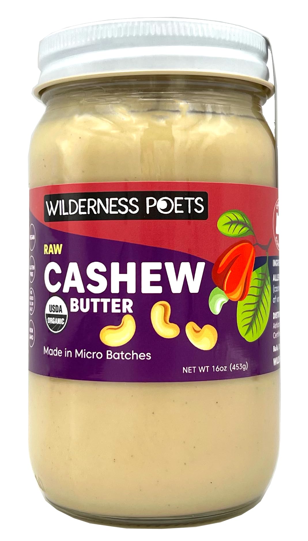 Amazon.com : Wilderness Poets, Organic Cashew Butter - Raw, Vegan ...