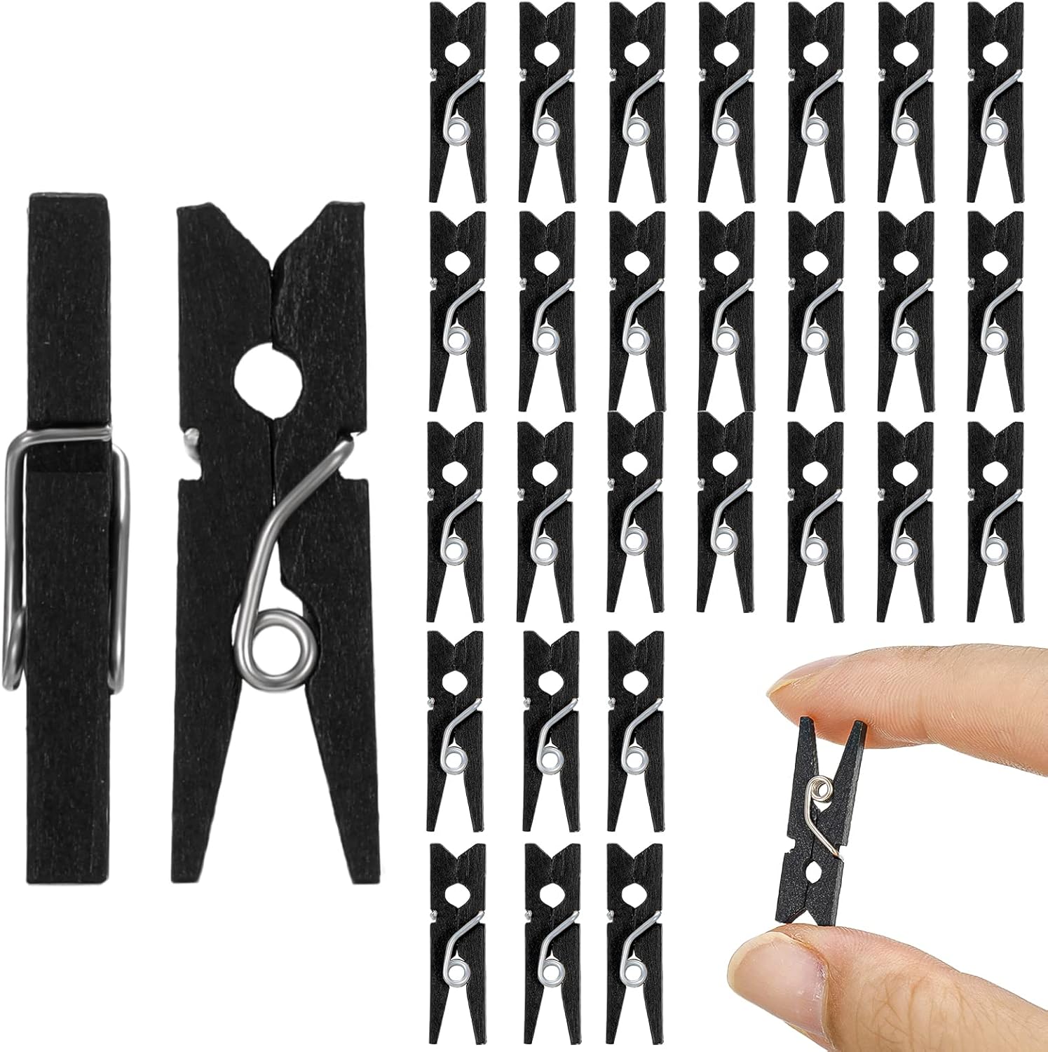Fuyamp 100 Pcs Mini Craft Wooden Pegs, 2.5cm Black Small Crafting Pegs ...