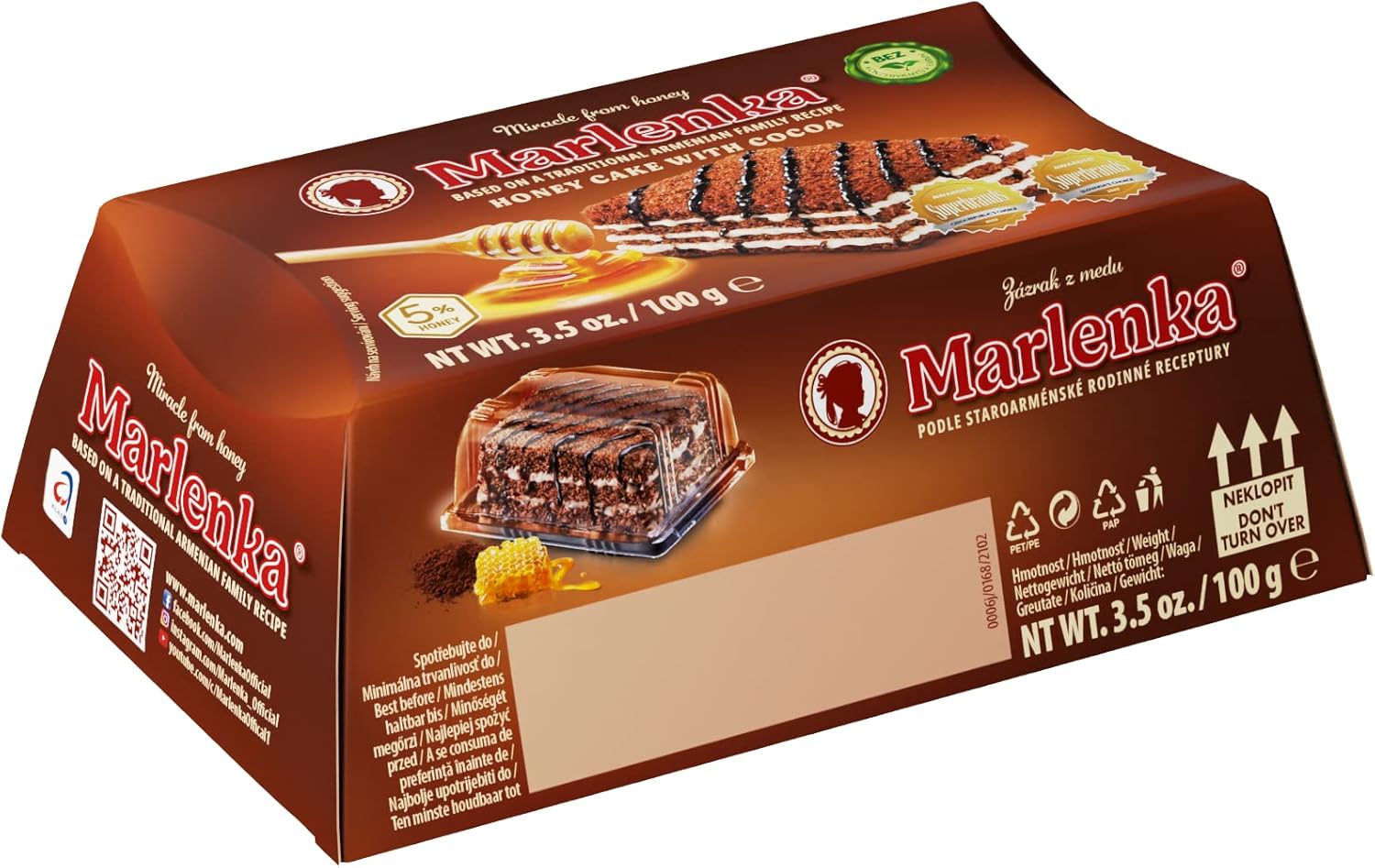 MARLENKA tarte au miel avec cacao 100g : Amazon.fr: Epicerie