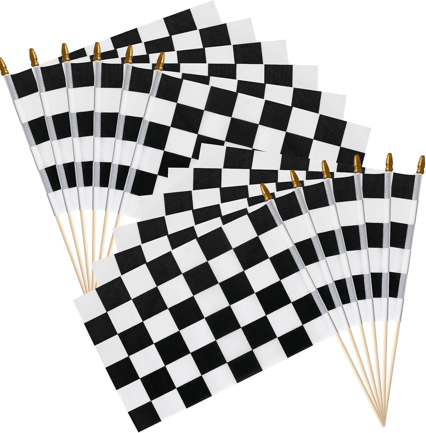 Amazon.com : HOOSUN 12 Pack Checkered Flag On Sticks,8 x 12 inch Black ...