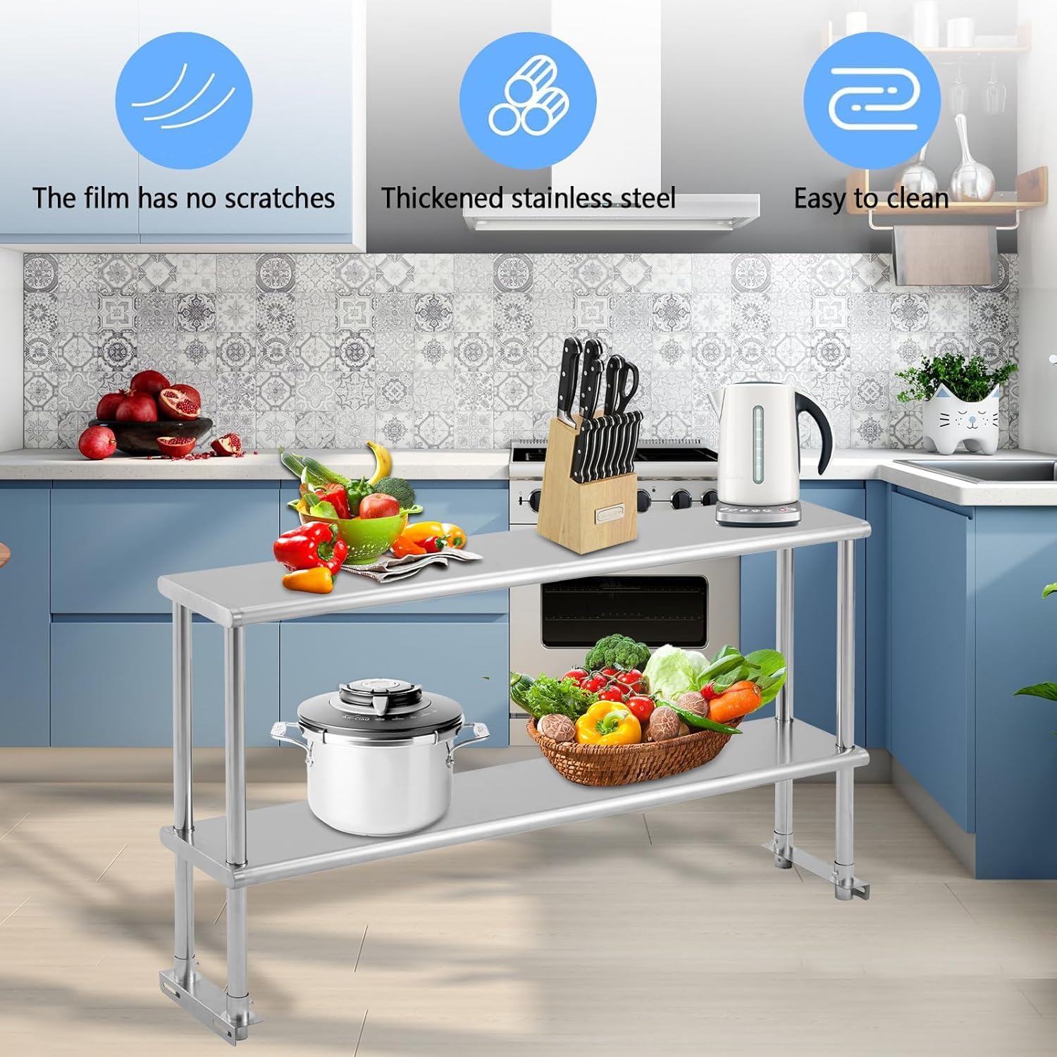 Snapklik.com : Double Overshelf Of Stainless Steel, 12 X 60 Inches ...