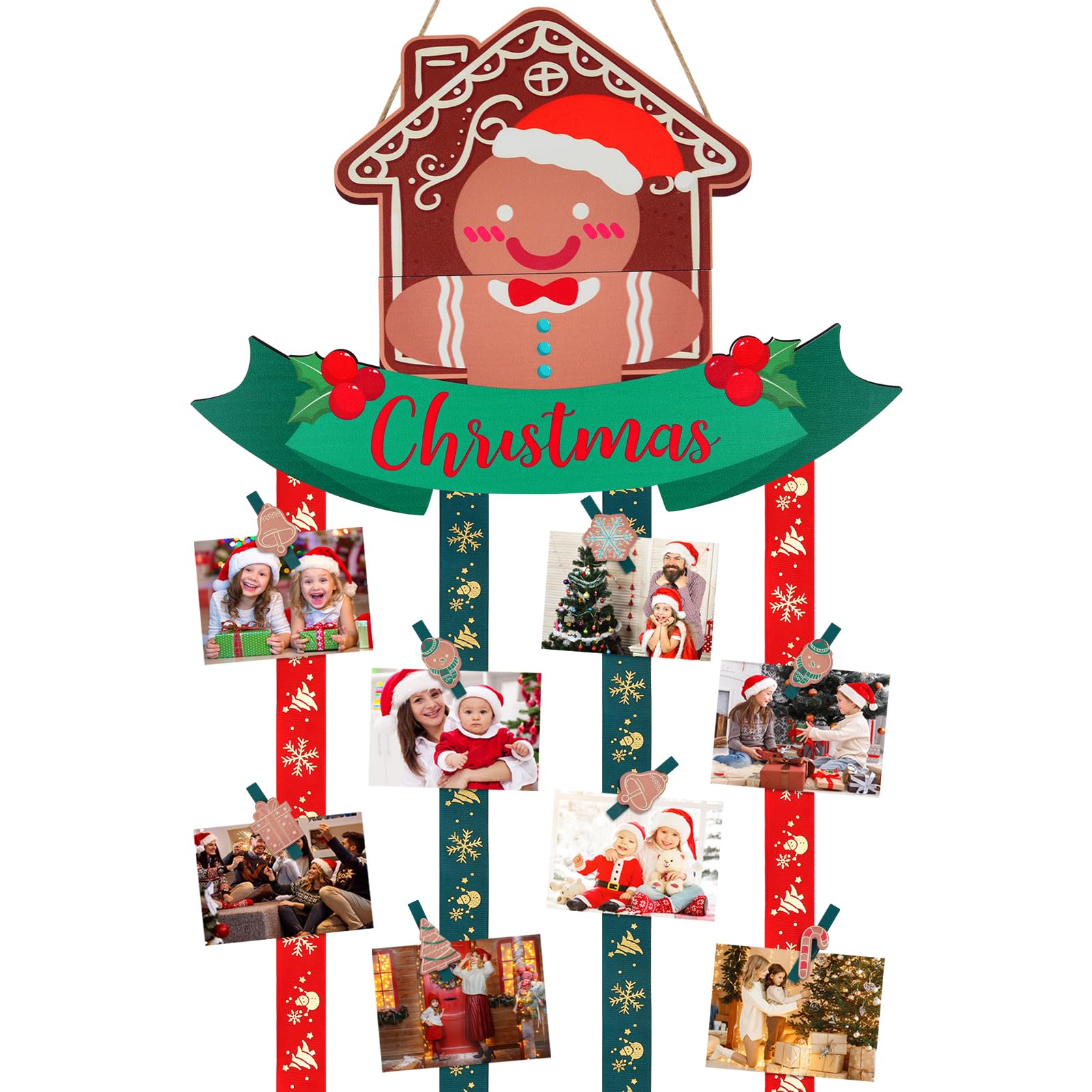 Amazon.com: Christmas Card Holder, Gingerbread Man Wooden Hanging ...