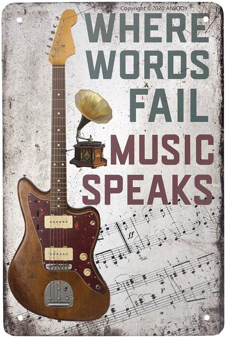 Amazon.com: ARTCLUB Where Words Fail Music Speaks, Metal Tin Sign ...