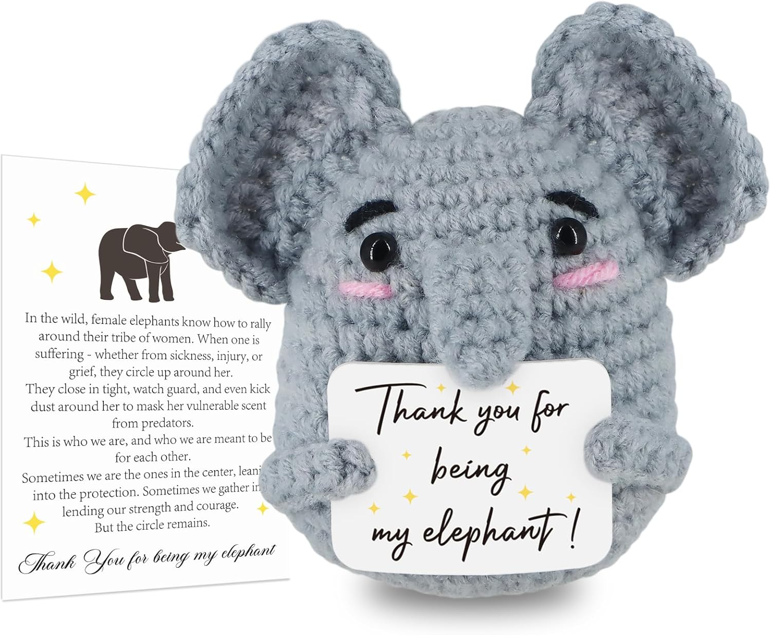 Amazon.com: WenmthG Funny Positive Crochet Elephant - Emotional Support ...