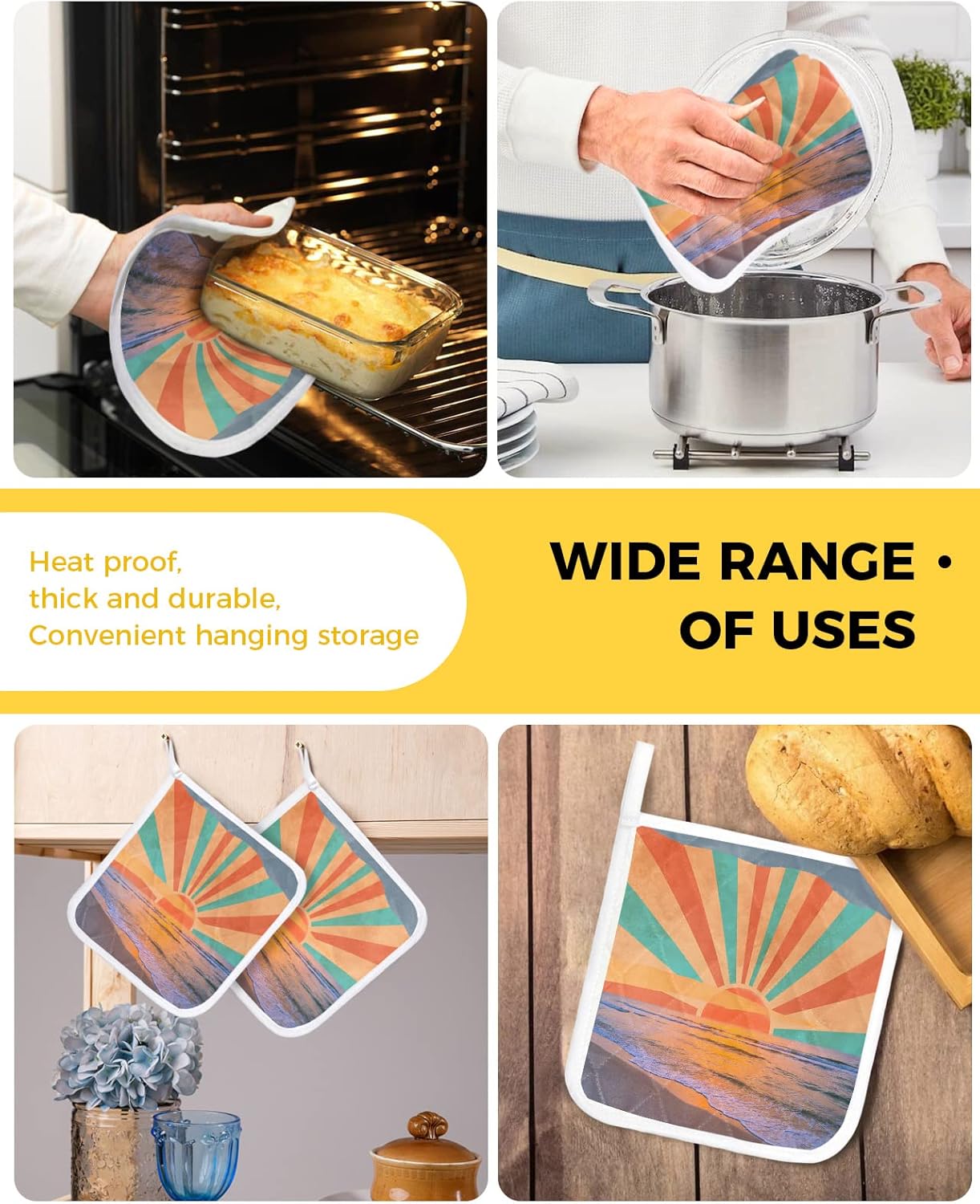 4 Packs Sun Ocean Pot Holders Sets for Kitchen,Oven Pan Plate Bowl Pads ...