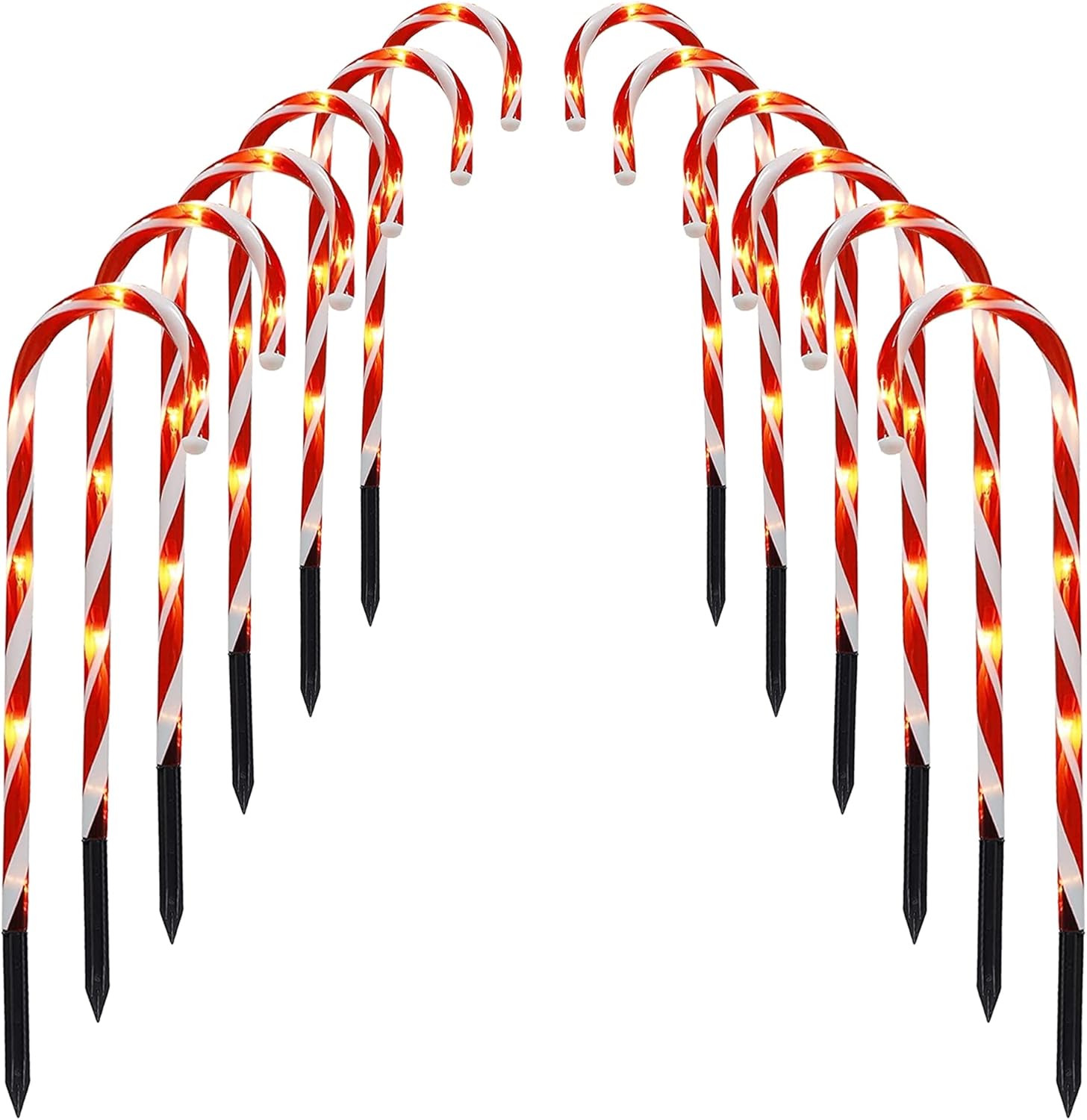 Amazon.com : Dazzle Bright 16" 10 Pack Christmas Candy Cane Pathway ...