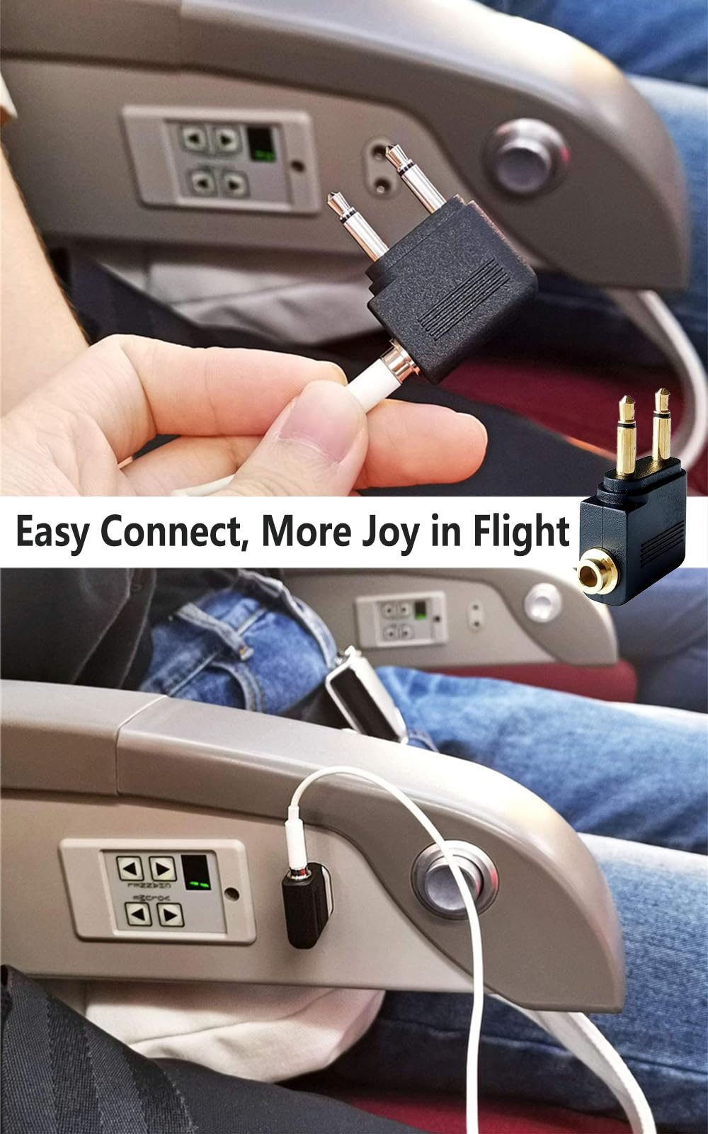 Snapklik.com : Airplane Headphone Adapter Dual Pin: Gold Plated 3.5mm ...