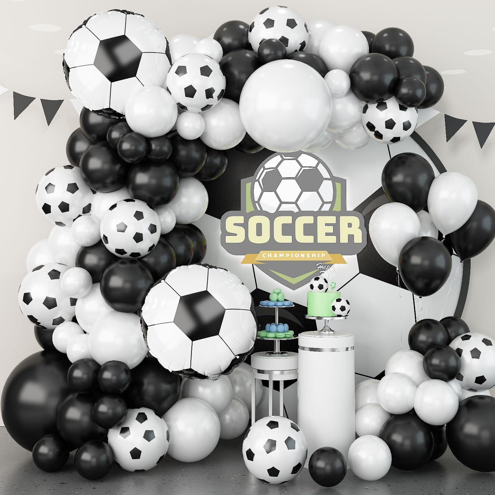 Amazon.com: Soccer Balloon Garland Arch Kit, 22 18 12 10 5 Inch Black ...