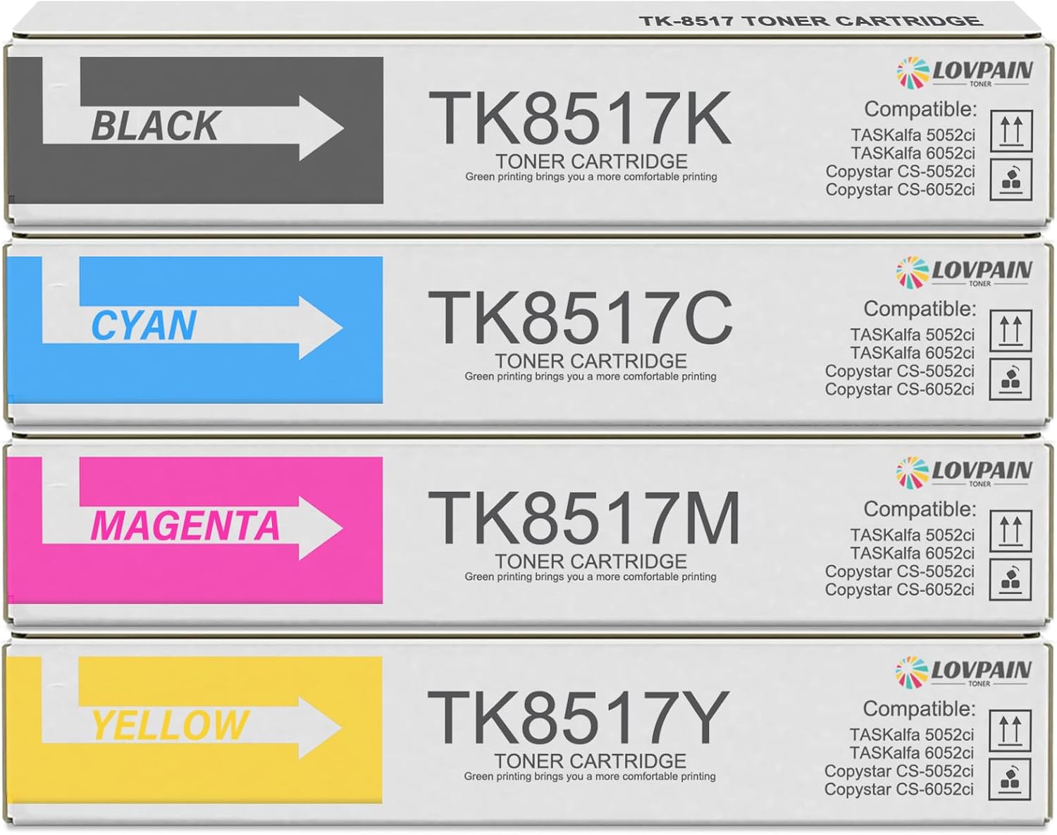 Amazon.com: TK-8517 TK8517 Toner Cartridge set (4-Pack, BK/C/M/Y ...
