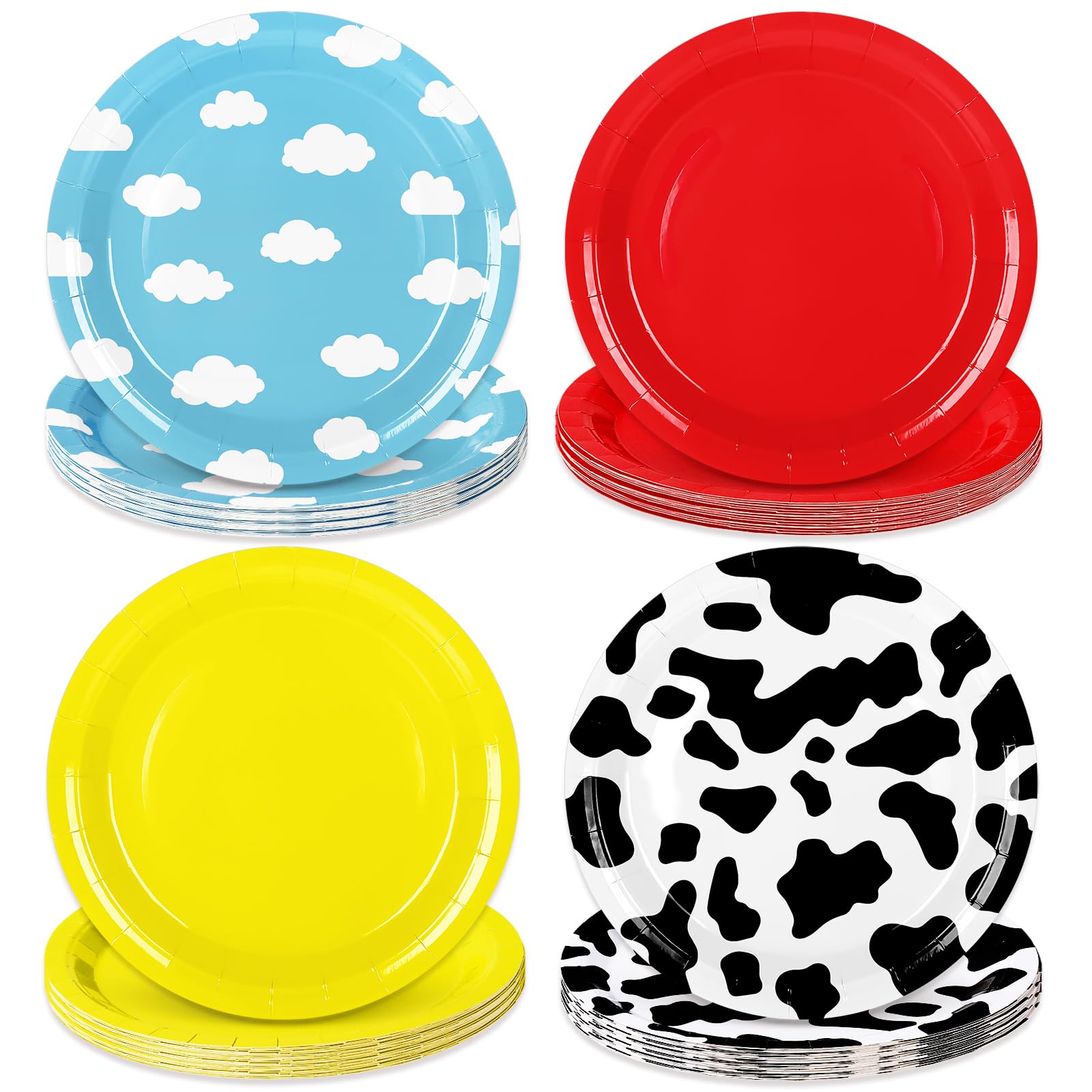 Amazon.com: JarThenaAMCS 40Pcs Cartoon Story Paper Plates Red Yellow ...
