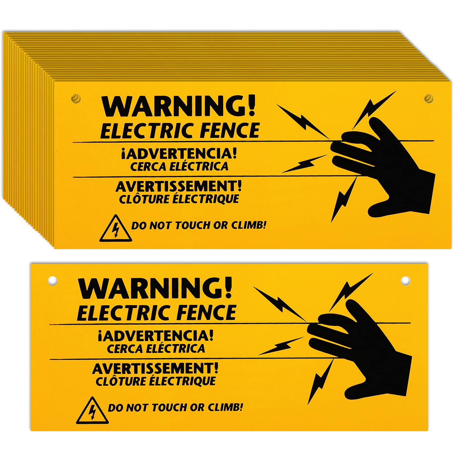 Snapklik.com : 24 Pieces Electric Fence Warning Signs 10 X 4 Inch ...