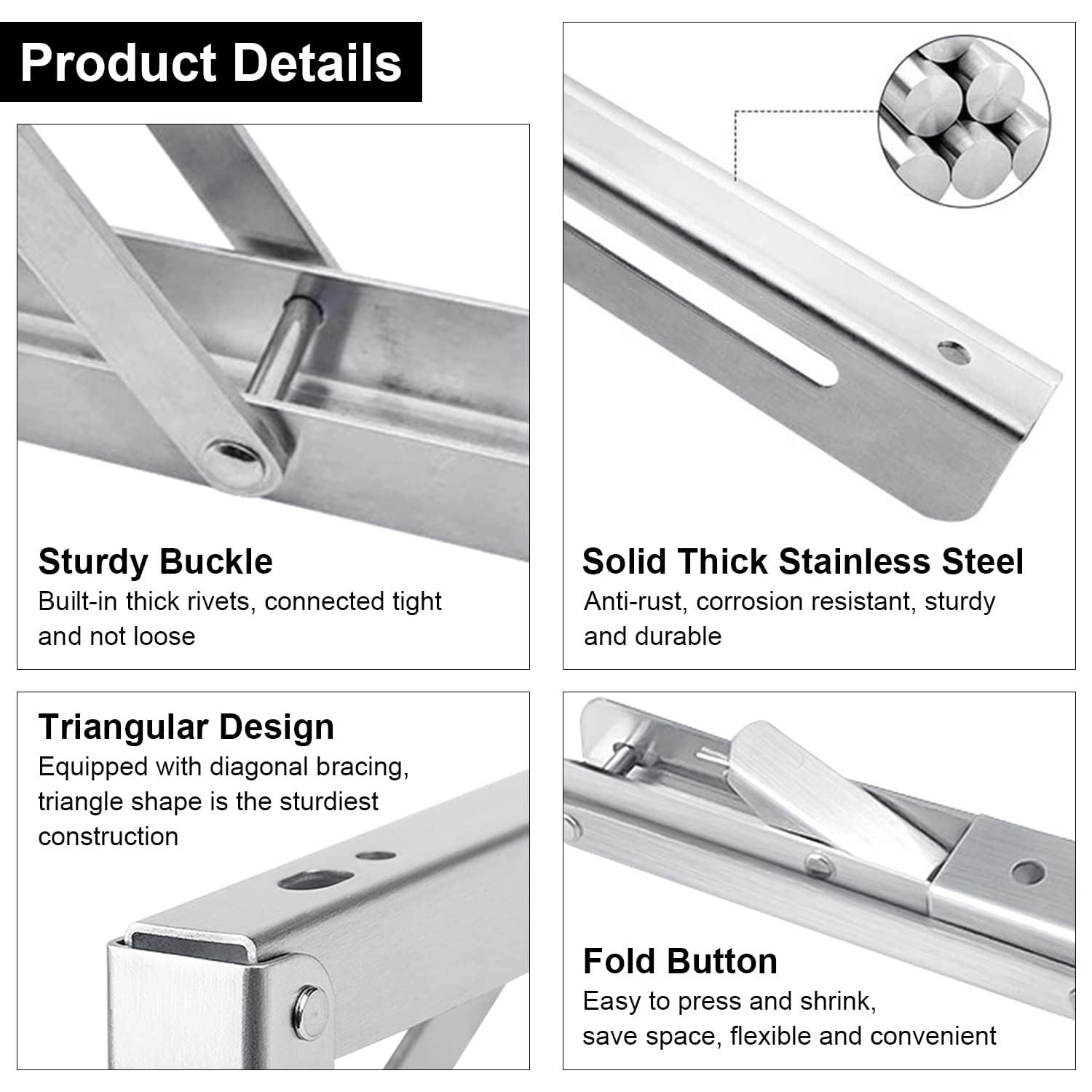 HZSZJMN 2pcs Folding Shelf Bracket 20 inch, Folding Shelf Brackets ...