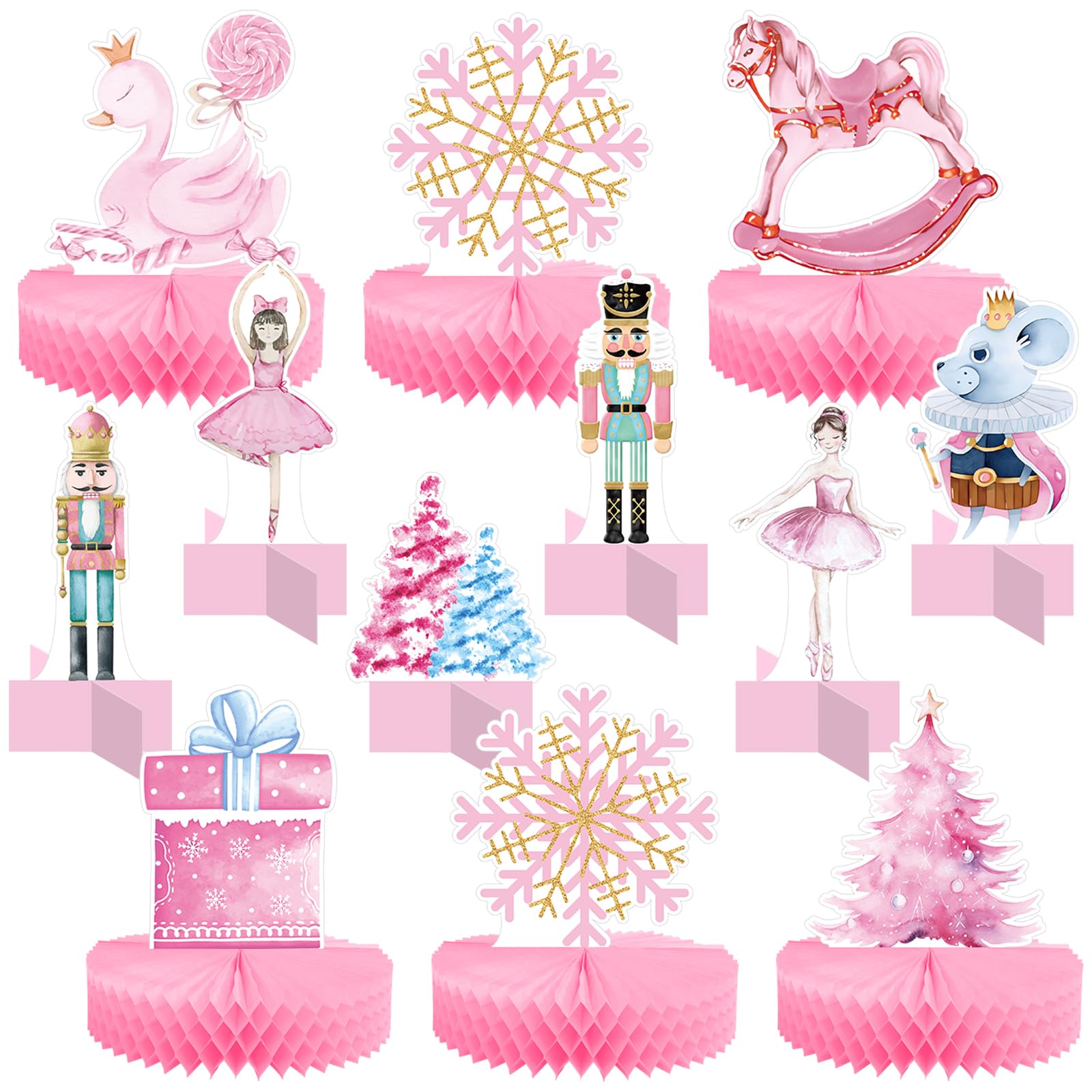Amazon.com: Lincia 12 Pcs Pink Nutcracker Birthday Party Decorations ...