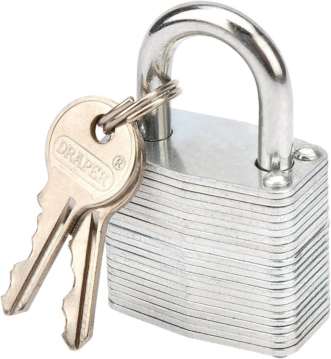 Draper 14019 Laminated Steel Padlock, 30mm, 16.9cm x 9.6cm x 1.6cm ...