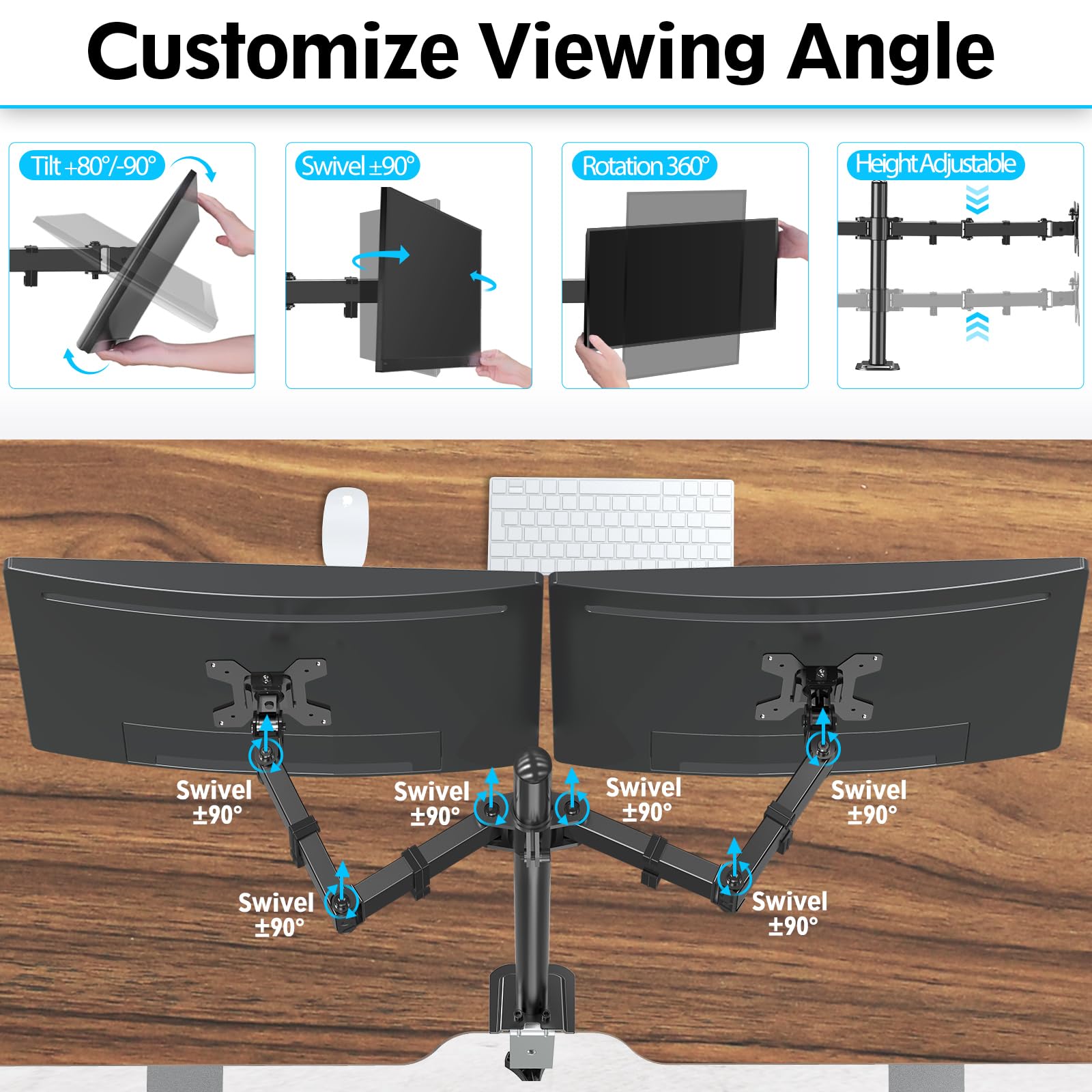 Snapklik.com : MOUNTUP Dual Monitor Desk Mount, Max 32 Inch Up To 17 ...