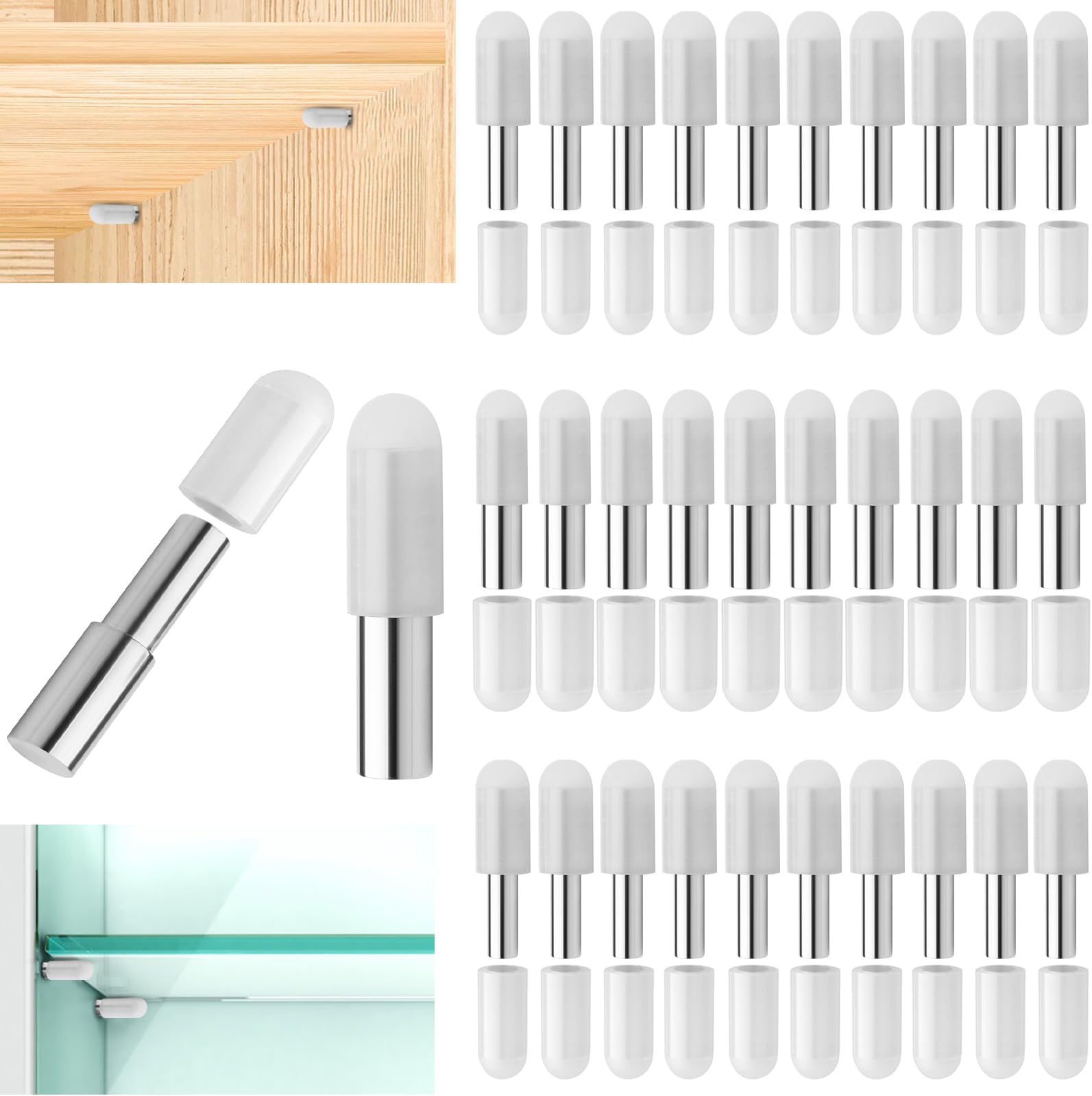 Amazon.com: whitesnow 12pcs Metal Dual Diameter 1/4 Inch 5mm Shelf Pegs ...