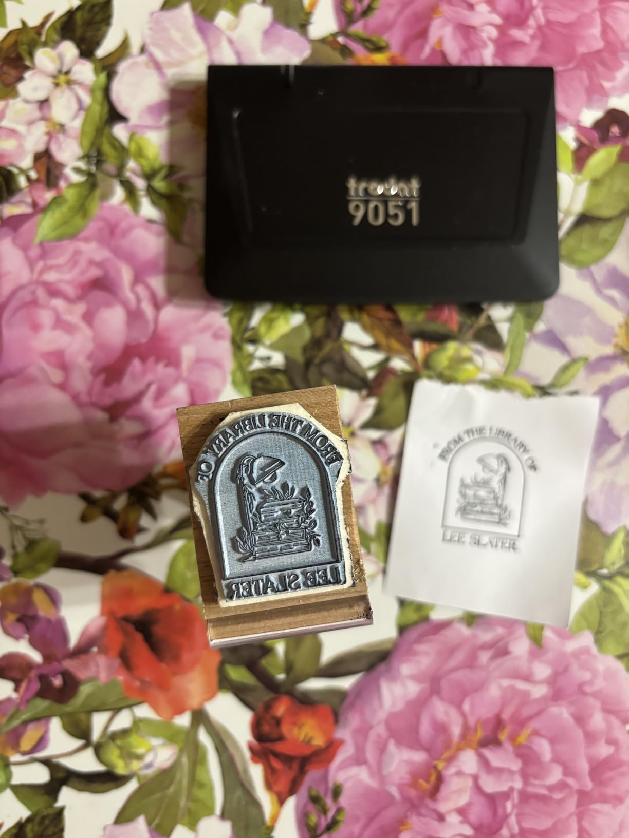 Personalized Self-Inking Book Name Stamp with Floral Theme ...