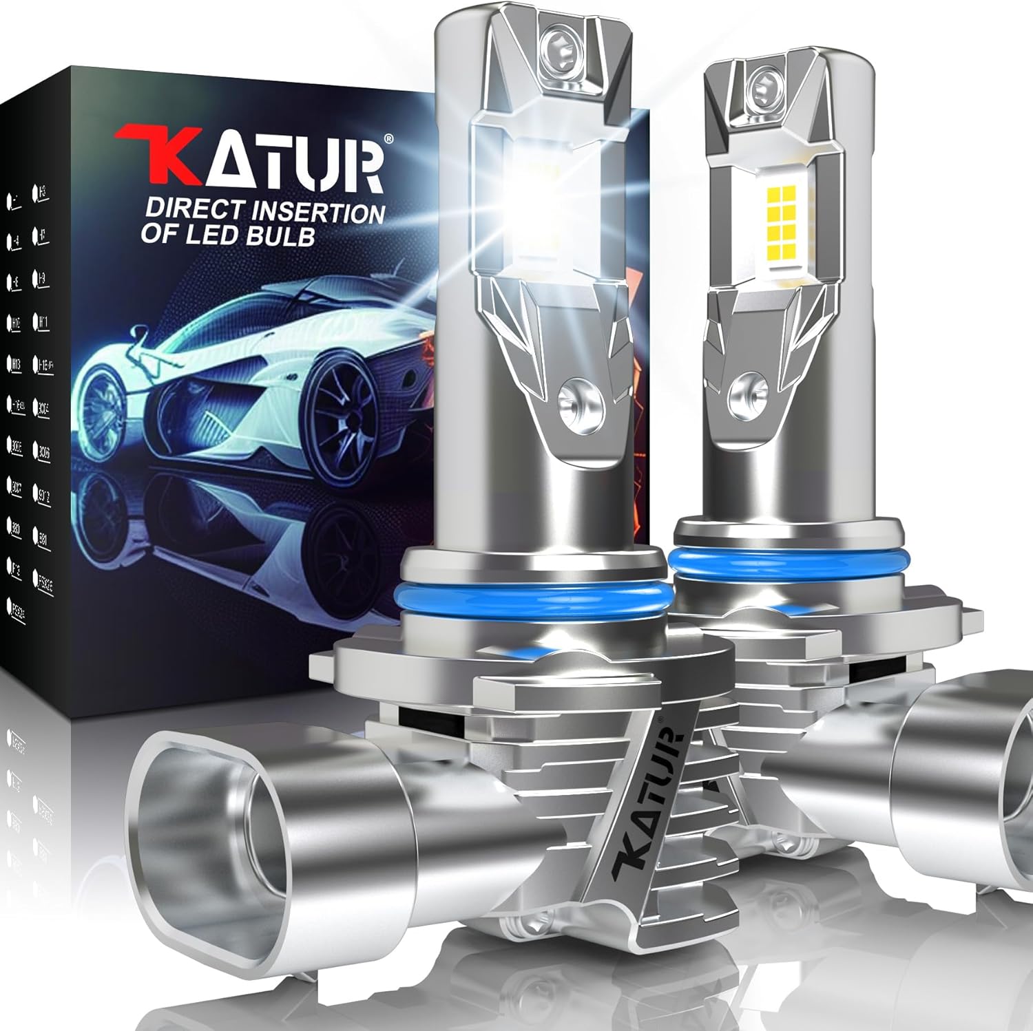 KATUR 9012 LED Headlight Bulbs, HIR2 LED Bulb 16000LM 6000K White 500% ...