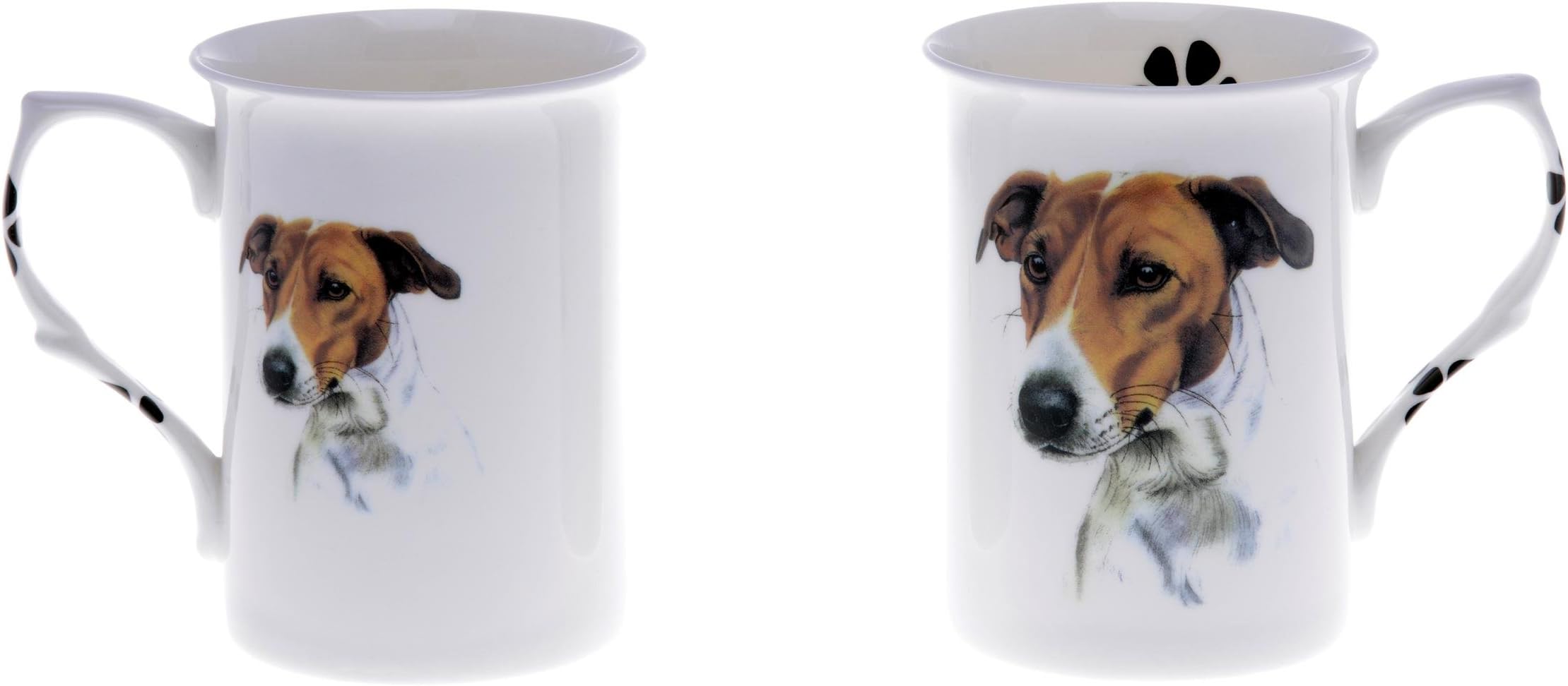 (BB35) Set of 2 Bone China BEAKERS/Mugs Brown Jack Russell Dog ...