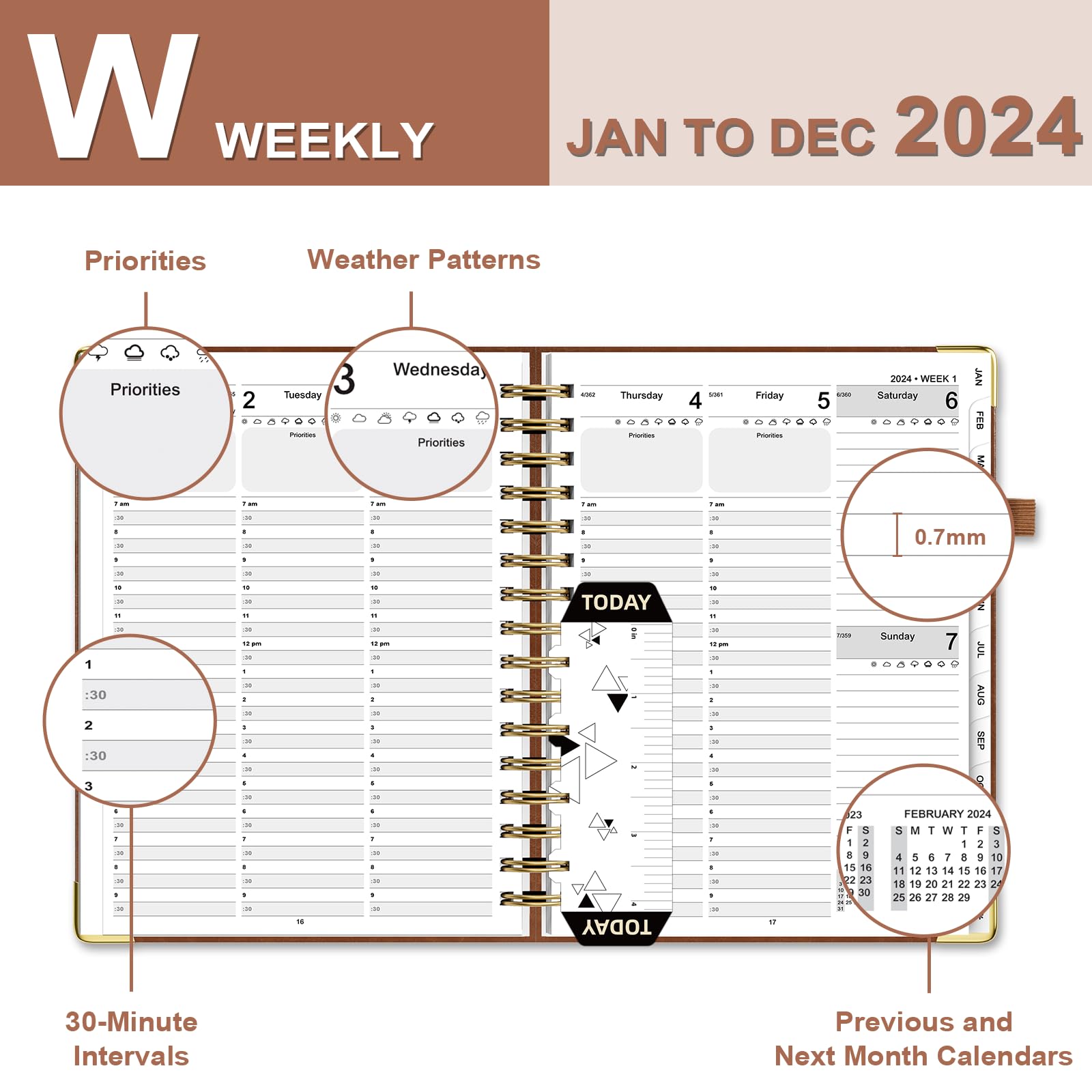 Snapklik.com : Calendar Weekly 2024-2025 Planner Organized Daily Work ...
