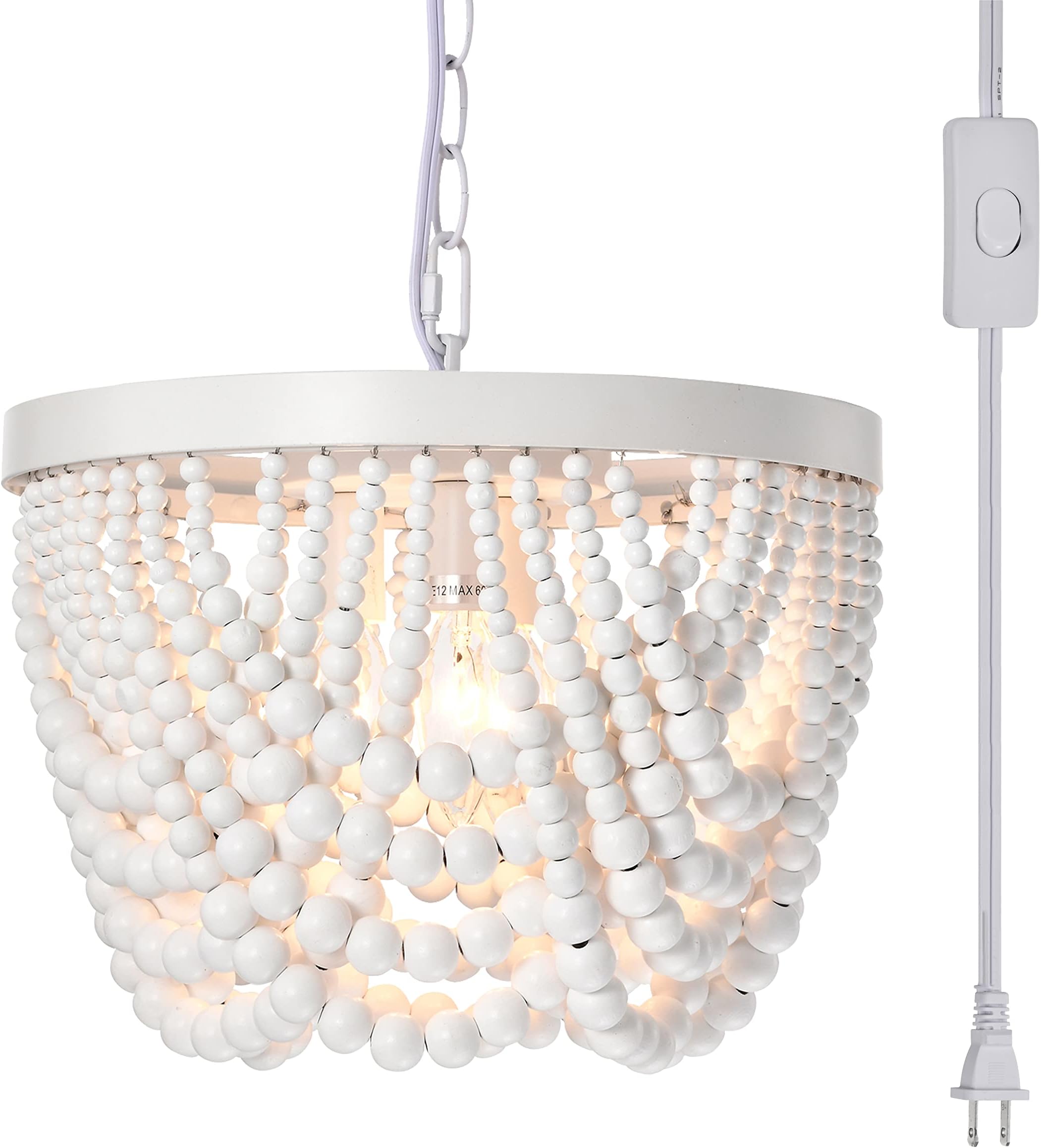 Wood Beaded Chandelier Boho Chandelier Light Fixtures Wooden Chandelier ...