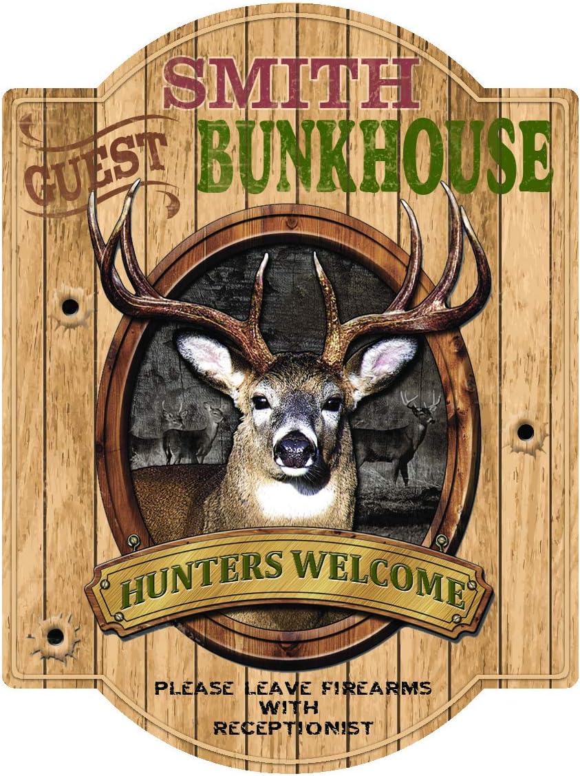 Amazon.com: Hunting Cabin - Bunkhouse Personalized Hardboard Sign From ...