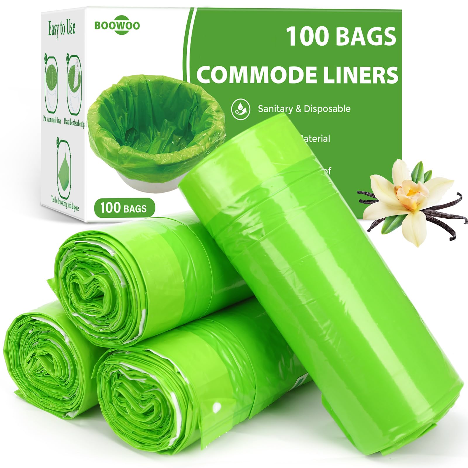 Amazon.com: BOOWOO Bedside Commode Liners, 100 Disposable Commode Bags ...