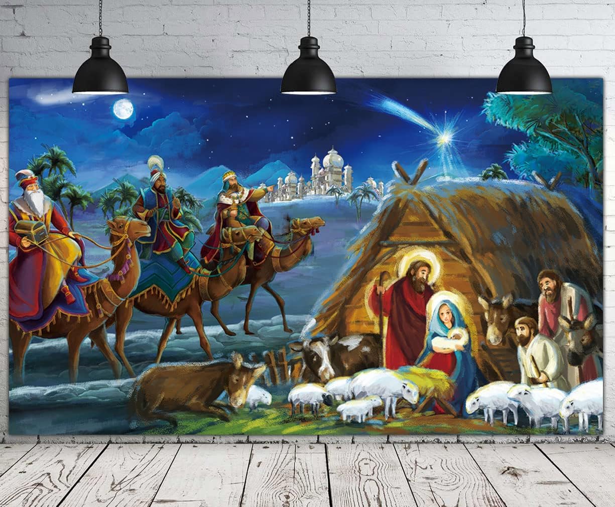 Amazon.com : 6 X 3.6ft Religious Christmas Manger Scene Backdrop Holy ...
