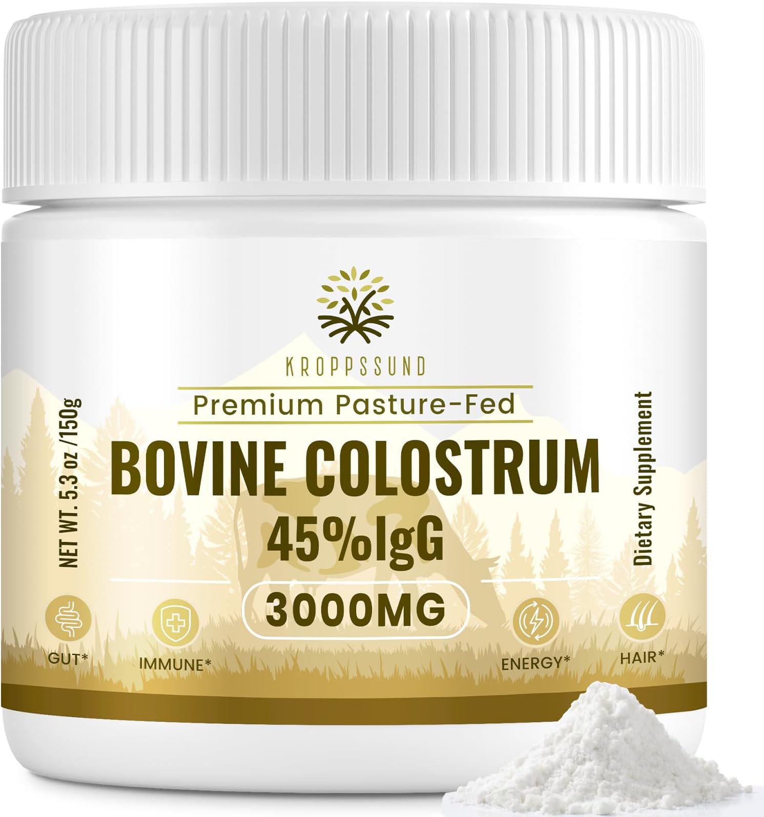 Amazon.com: Kroppssund Bovine Colostrum Powder Supplement 3000 mg ...
