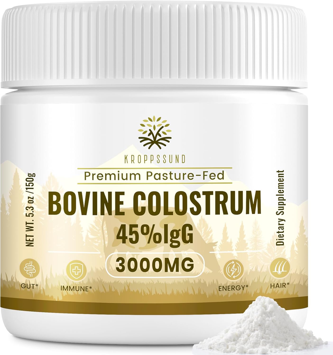 Amazon.com: Kroppssund Bovine Colostrum Powder Supplement 3000 mg ...