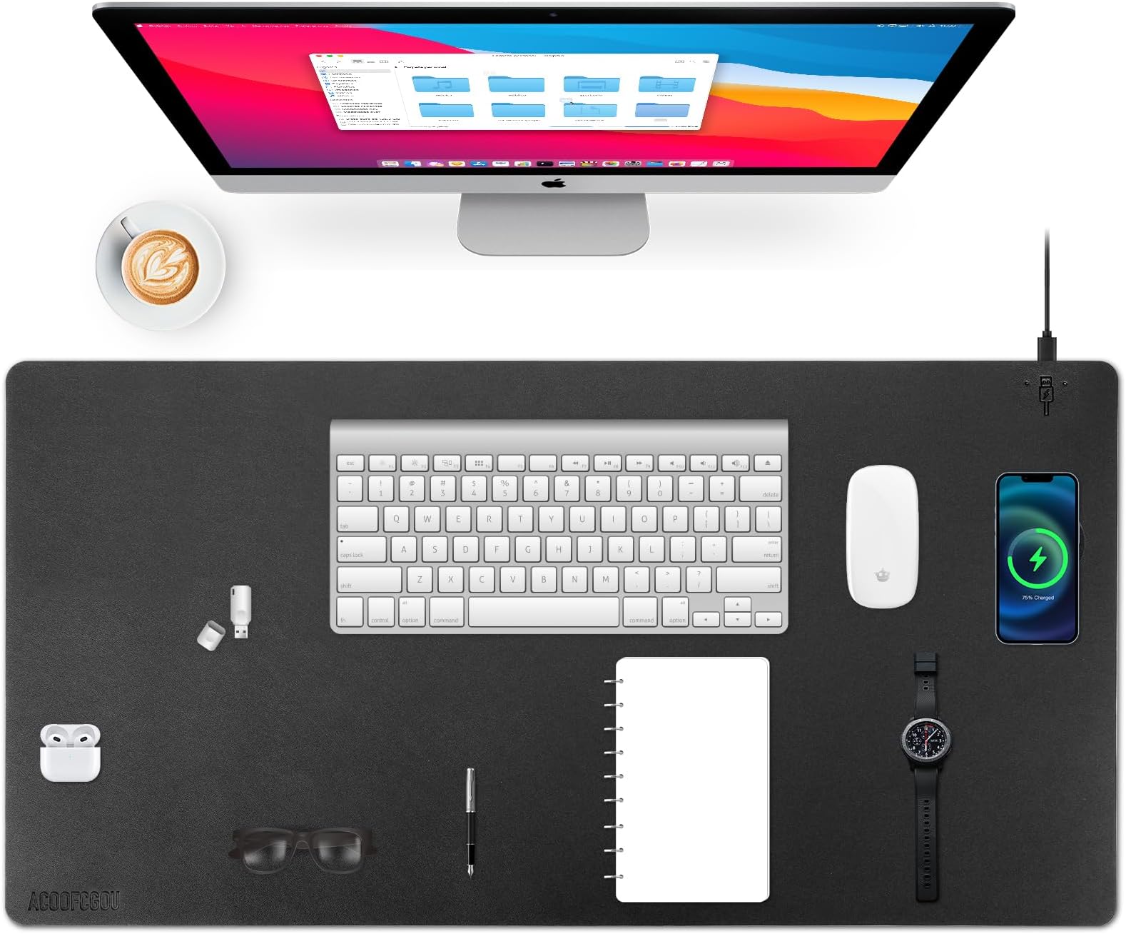 Amazon.com : Wireless Charging Desk Mat with Desk Pad for Desktop ...