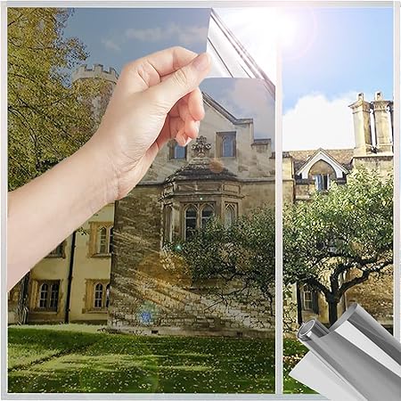 LinarunOne Way Window Film Reflective Window Films Sliver Privacy Film ...