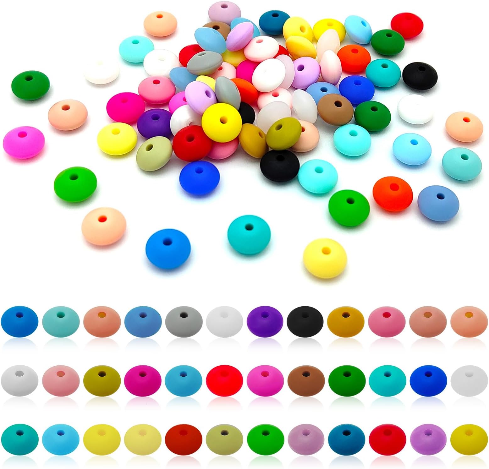 Amazon.com: Jyongmer 180PCS Silicone Lentil Beads, 12mm 30 Colors ...