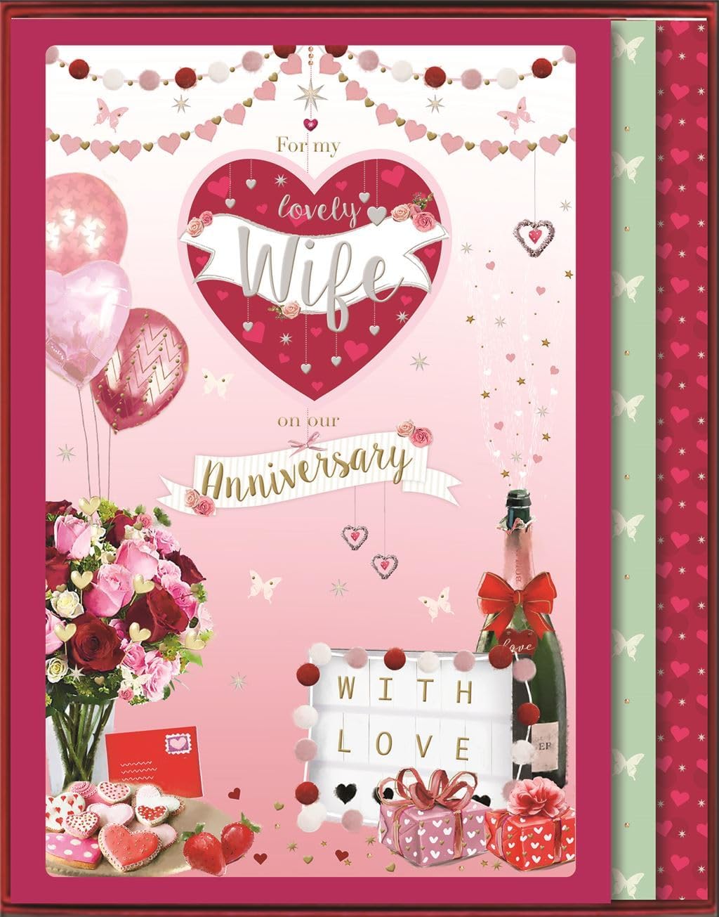 ICG Lovely Wife Large Luxury Handfinished Boxed Anniversary Card - Love ...