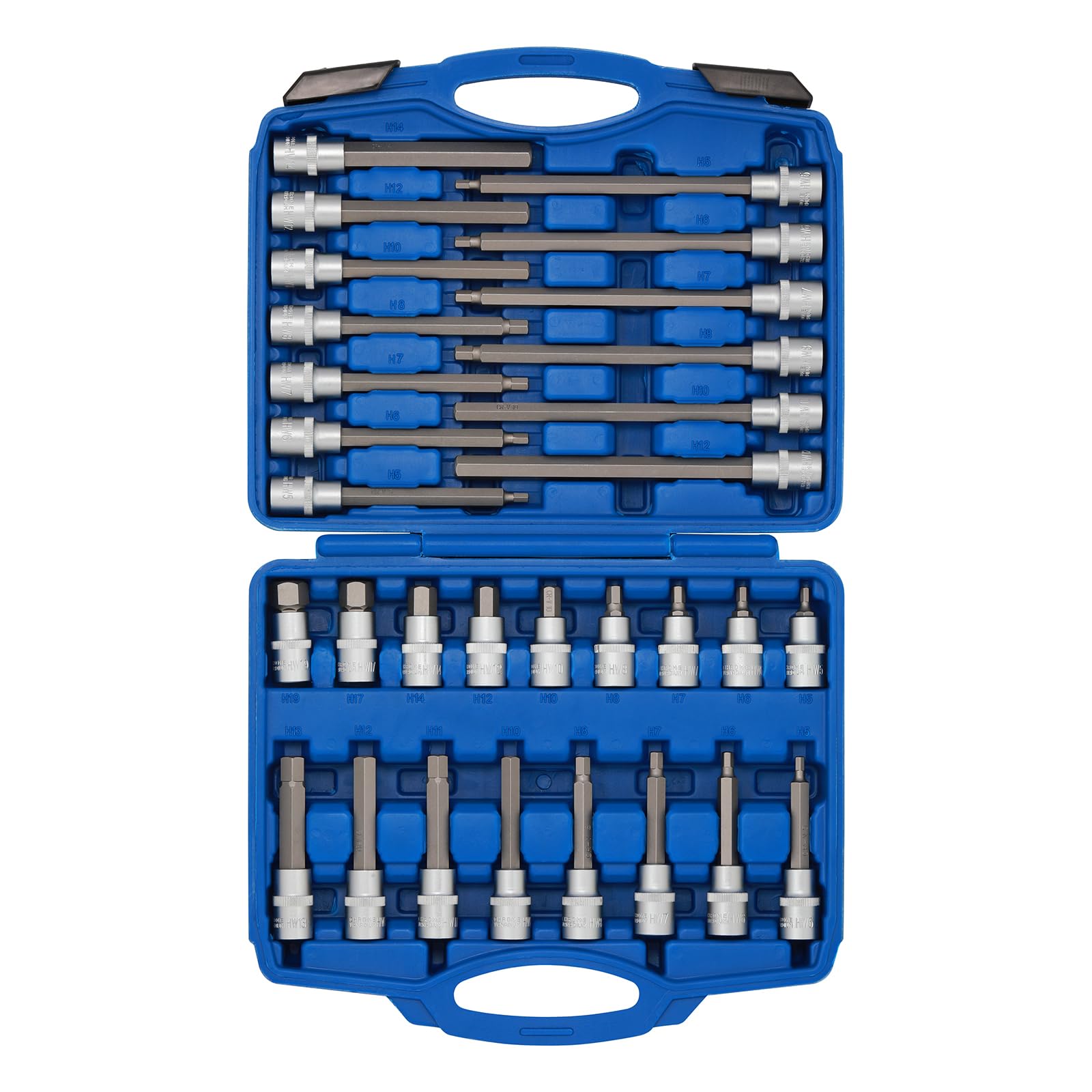 CASOMAN 1/2" Drive Hex Allen Key Bit Socket Set, H5-H19, CR-V, 30Pcs ...