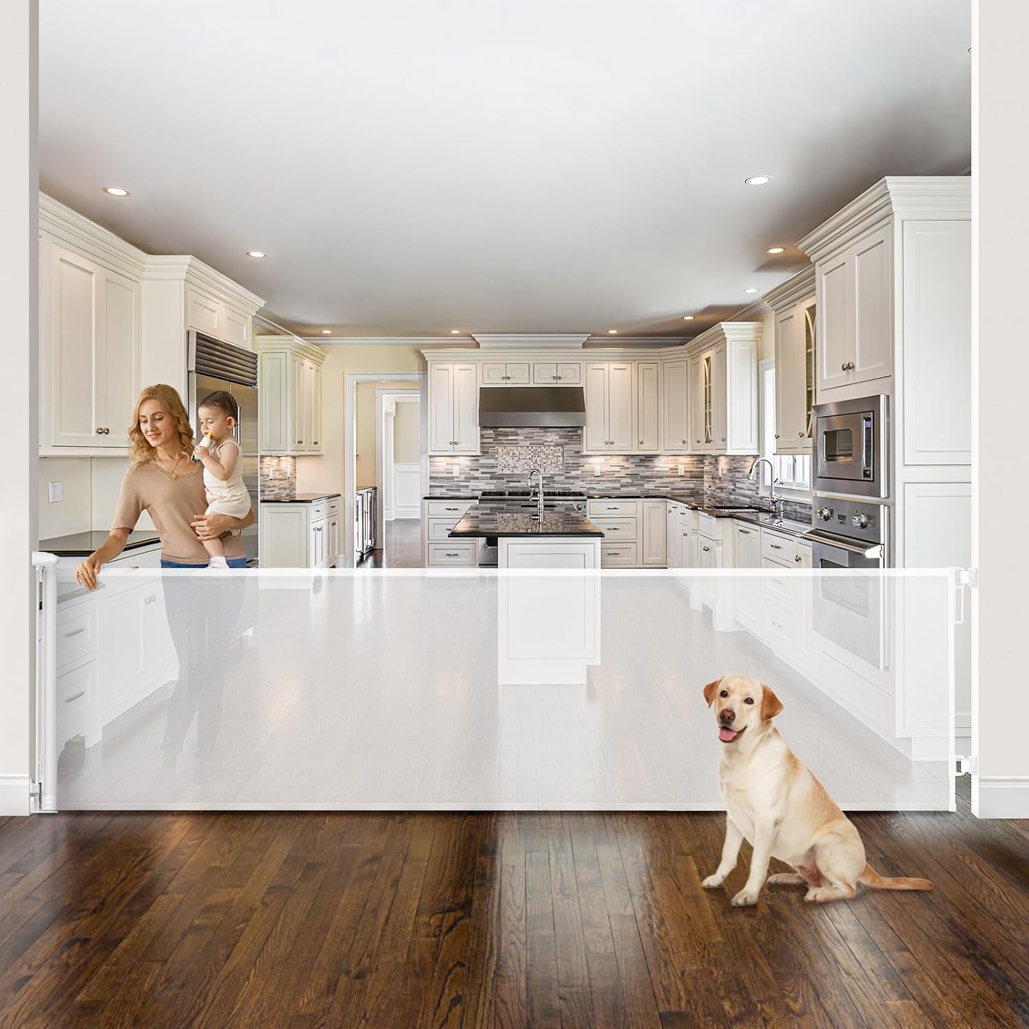 Amazon.com: 34" Tall 122" Extra Wide Baby Gate Upgraded Retractable ...