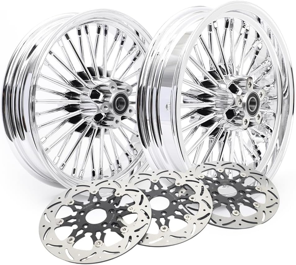 Amazon.com: TOFR 16inch Chrome Front Rear Rims Wheels Fat Spokes For ...