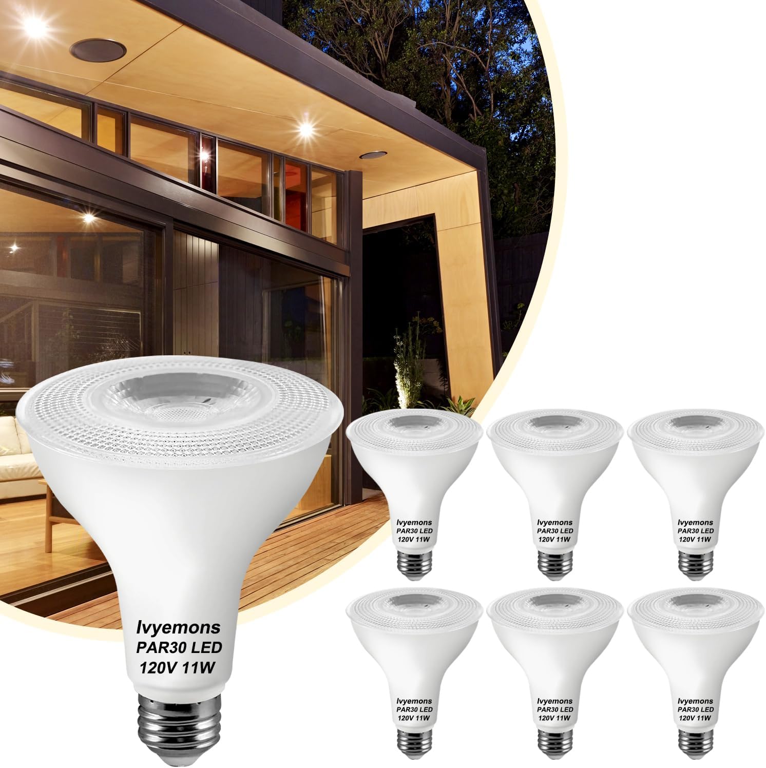 Amazon.com: Ivyemons PAR30 Long Neck LED Bulb 2700K Warm White, 6 Pack ...