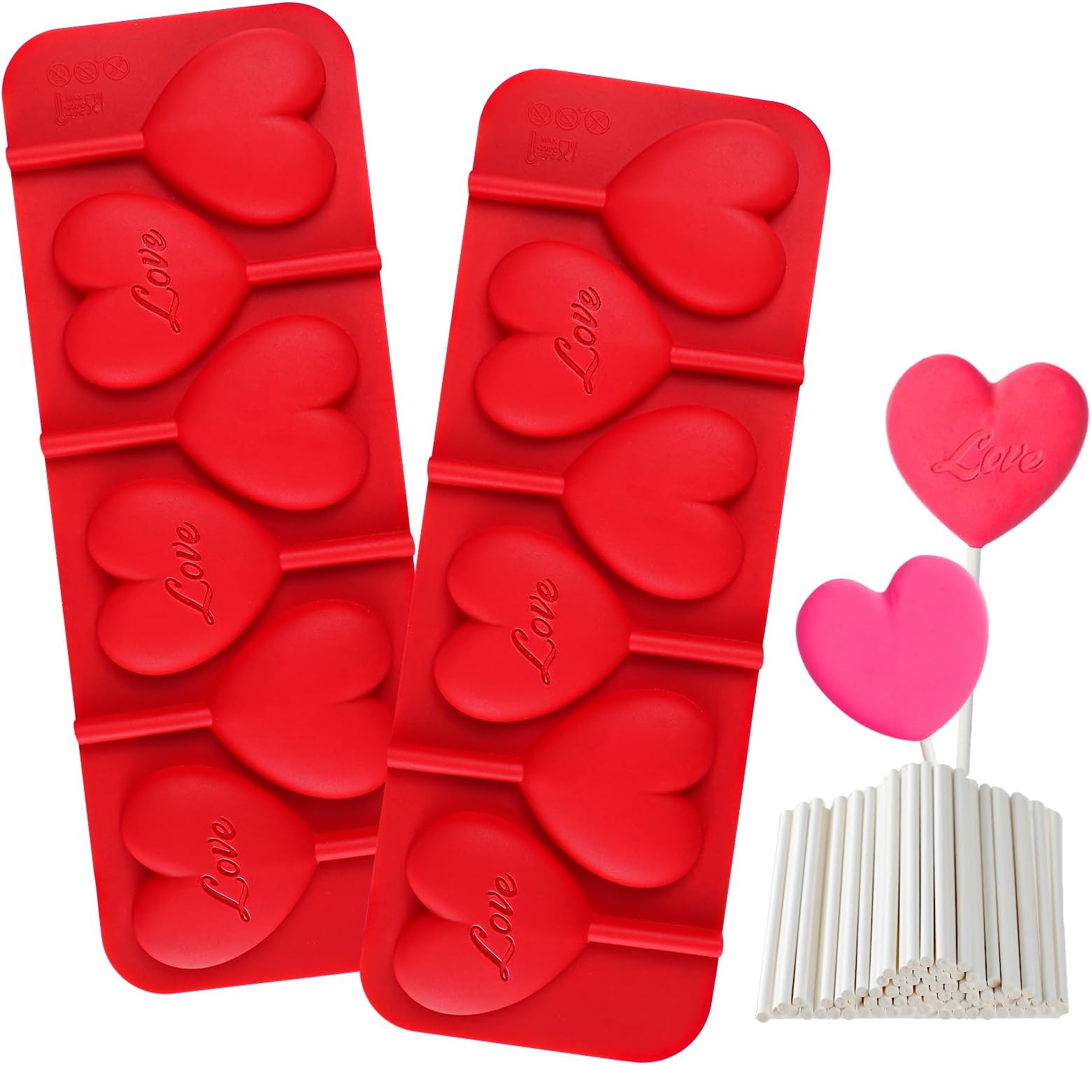 Amazon.com: Webake Heart Lollipop Molds - 6 Holes Shaped Chocolate ...