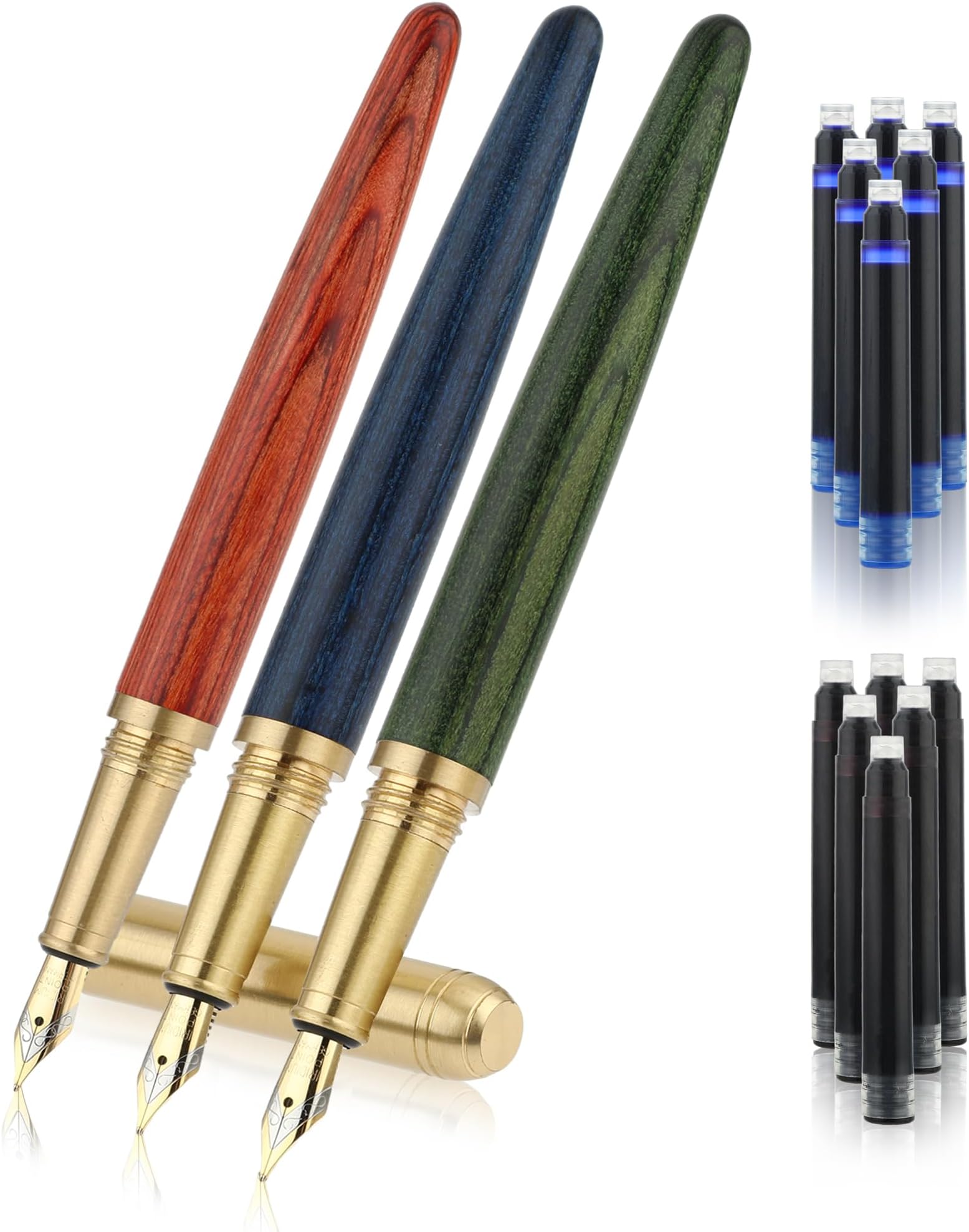Cobee Vintage Wooden Fountain Pens Set, 3Pcs Handcrafted Luxury Wood ...