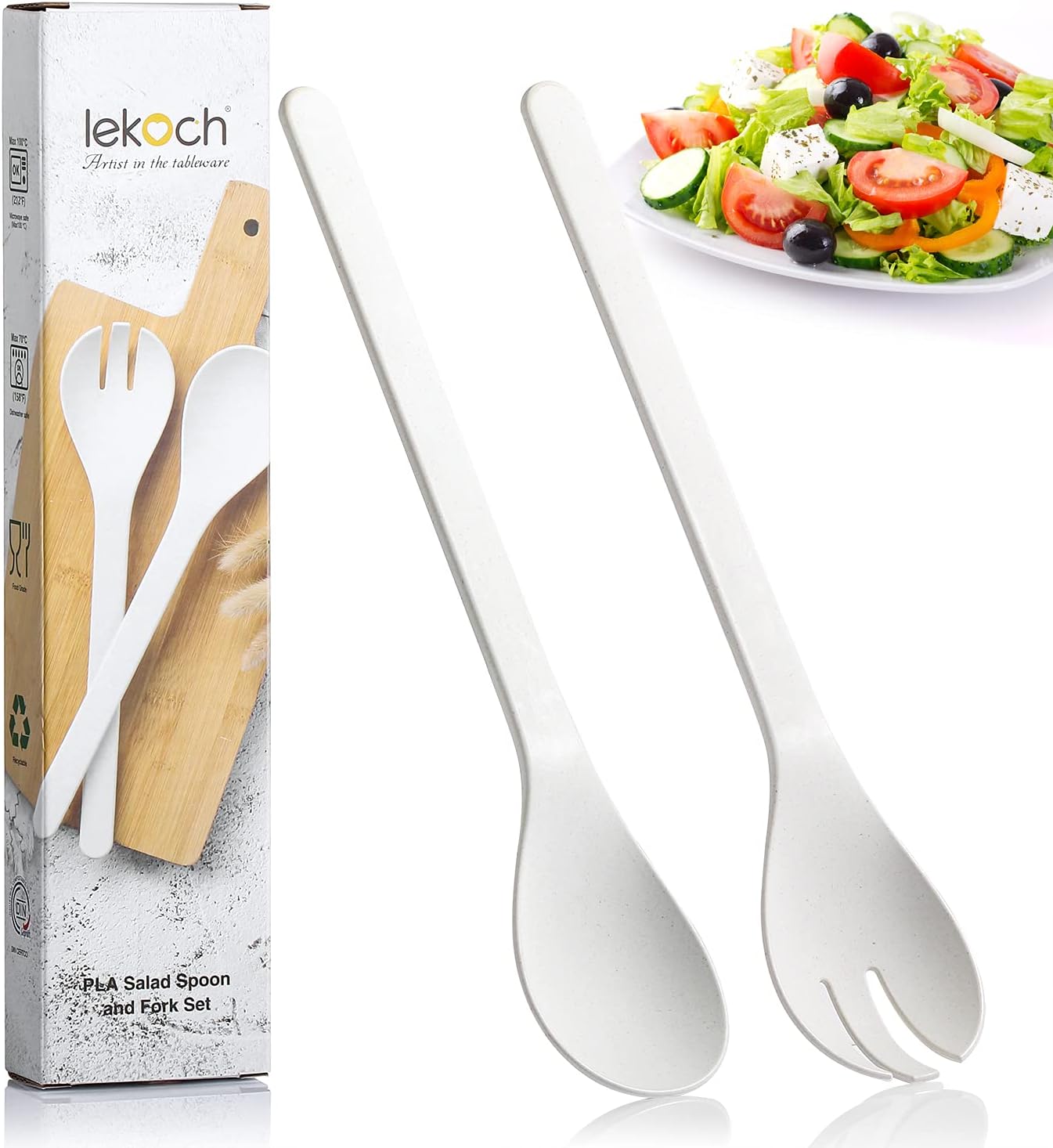 Amazon.com | Bisda Salad Spoon and Fork Set, 12 Inch Stainless Steel ...