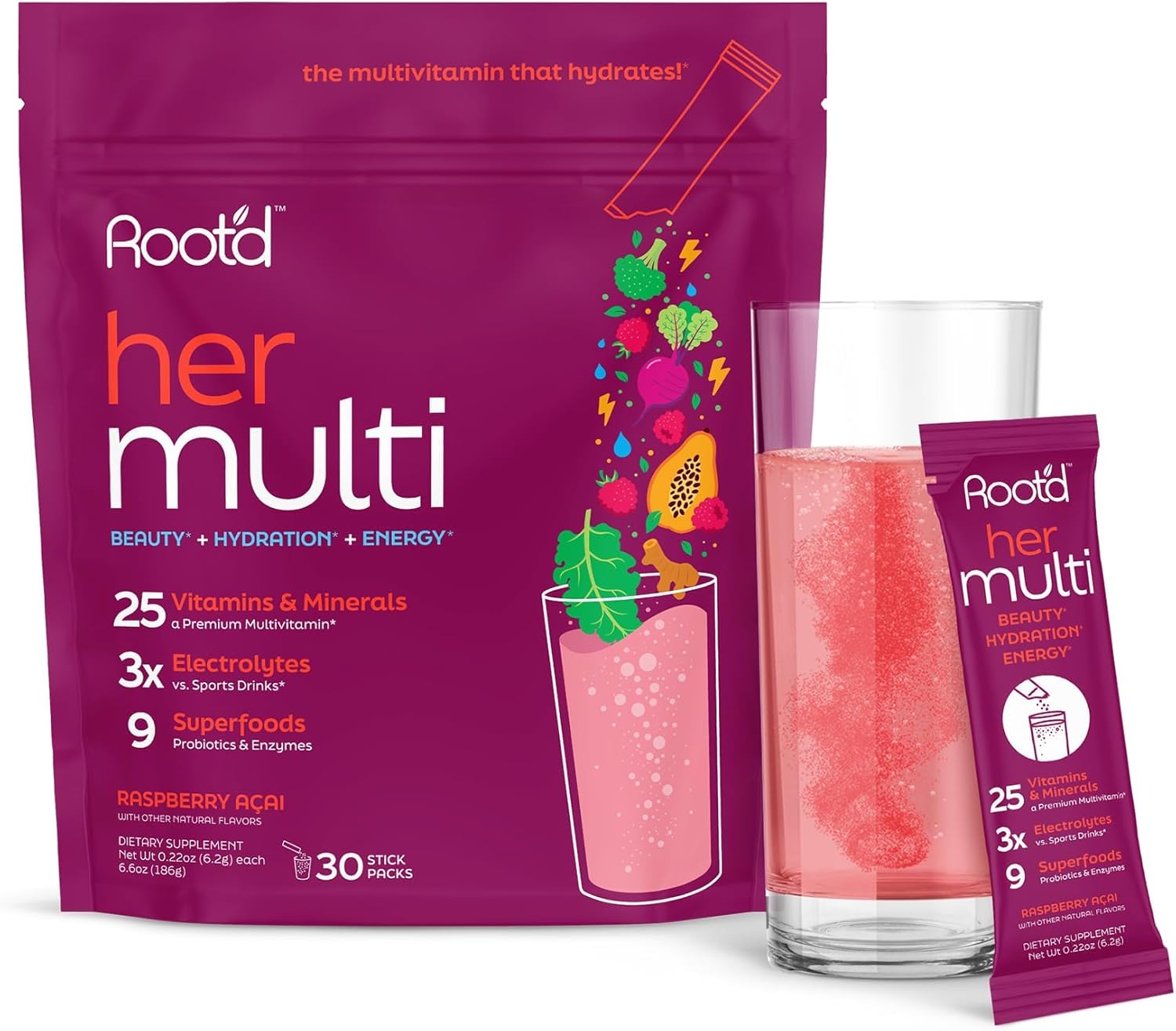 Amazon.com: Root'd Multivitamin Powder for Women - 25 Vitamins ...