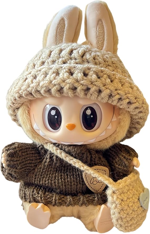 Amazon.com: 17cm Labubu Clothes Set, Hat & Overalls Set for 17cm Labubu ...