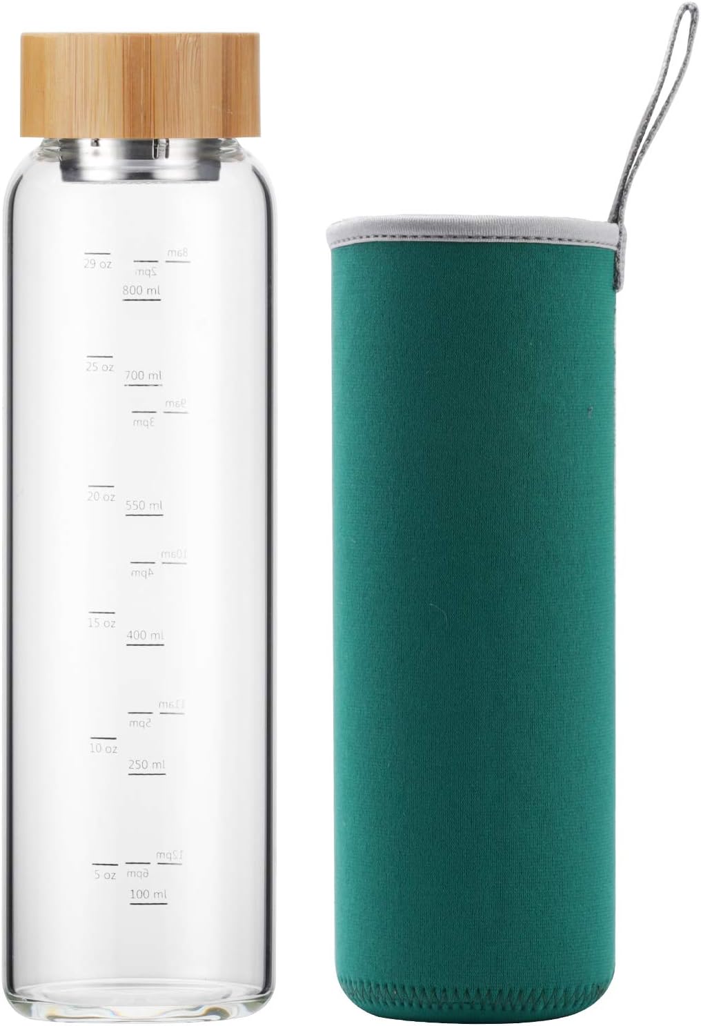 Amazon.com: sunkey Glass Water Bottle 32 oz Wide Mouth with Sleeve ...
