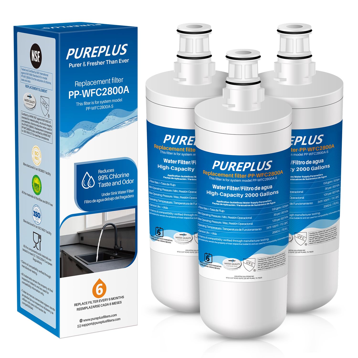 Amazon.com: PUREPLUS 3US-AF01 Under Sink Water Filter Compatible with ...