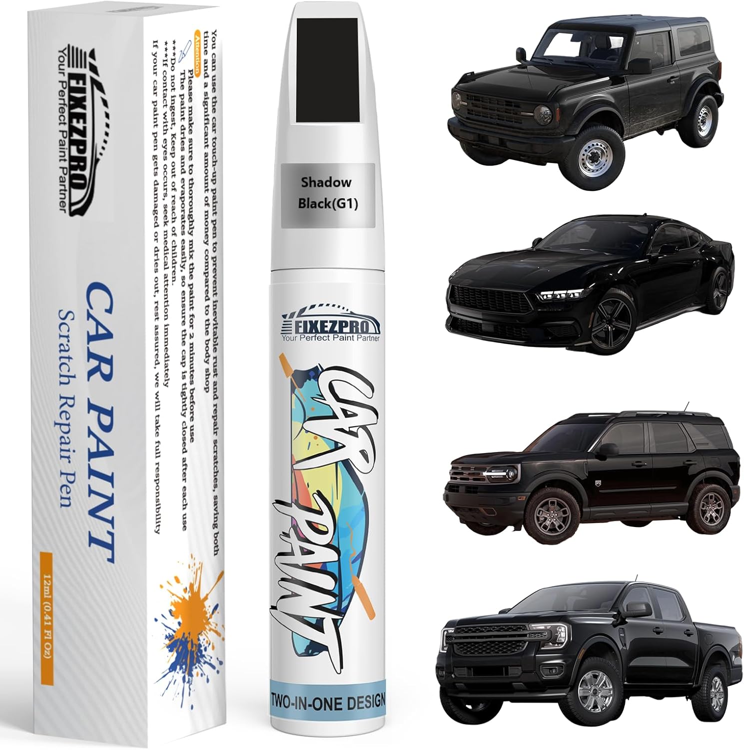 Amazon.com: FIXEZPRO Shadow Black(G1) Touch Up Paint for Ford, Car ...