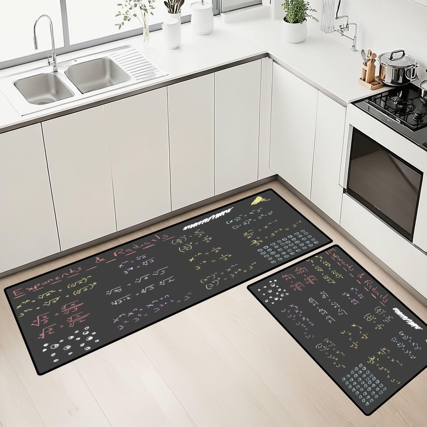 Amazon.com: Kitchen Rugs Set Math Equations Scribbles Math Problems ...