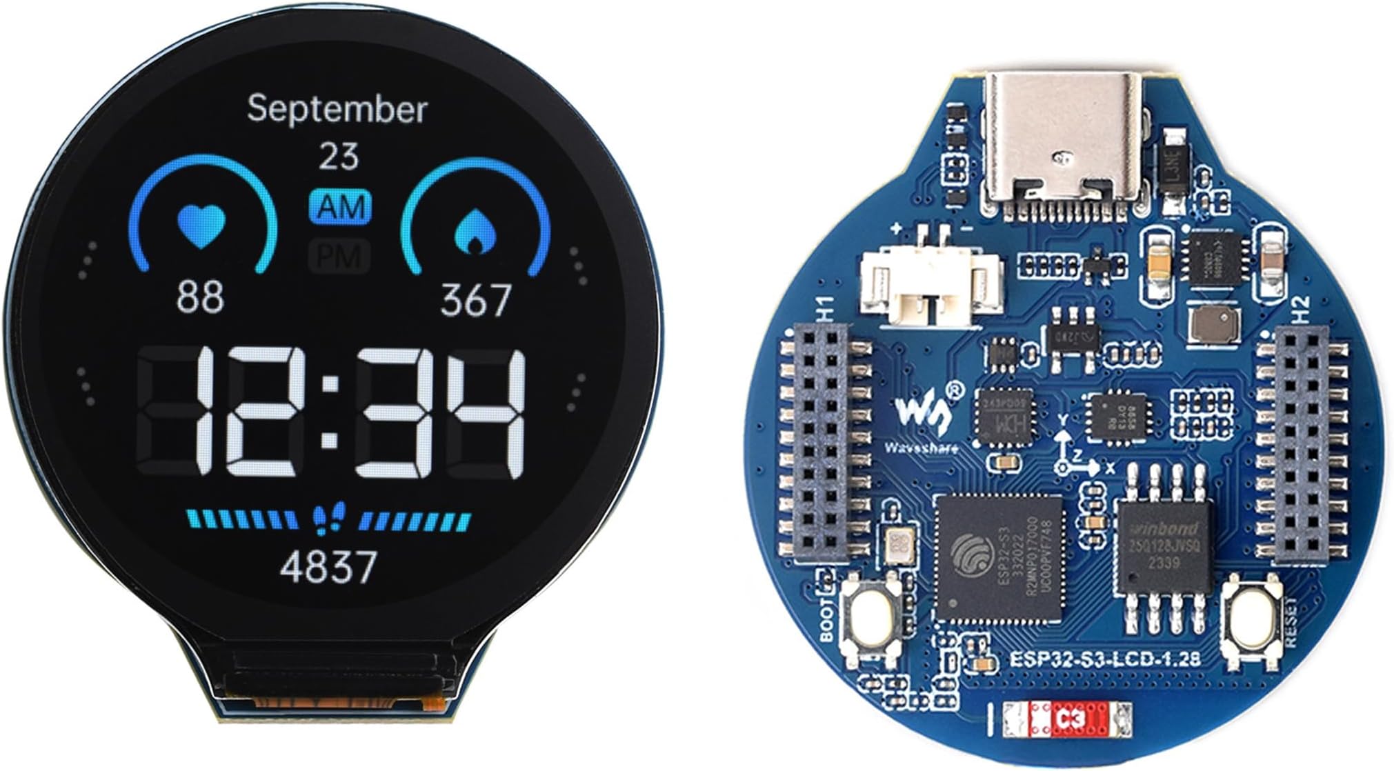 Amazon.com: waveshare ESP32-S3 Development Board with 1.28inch Round ...